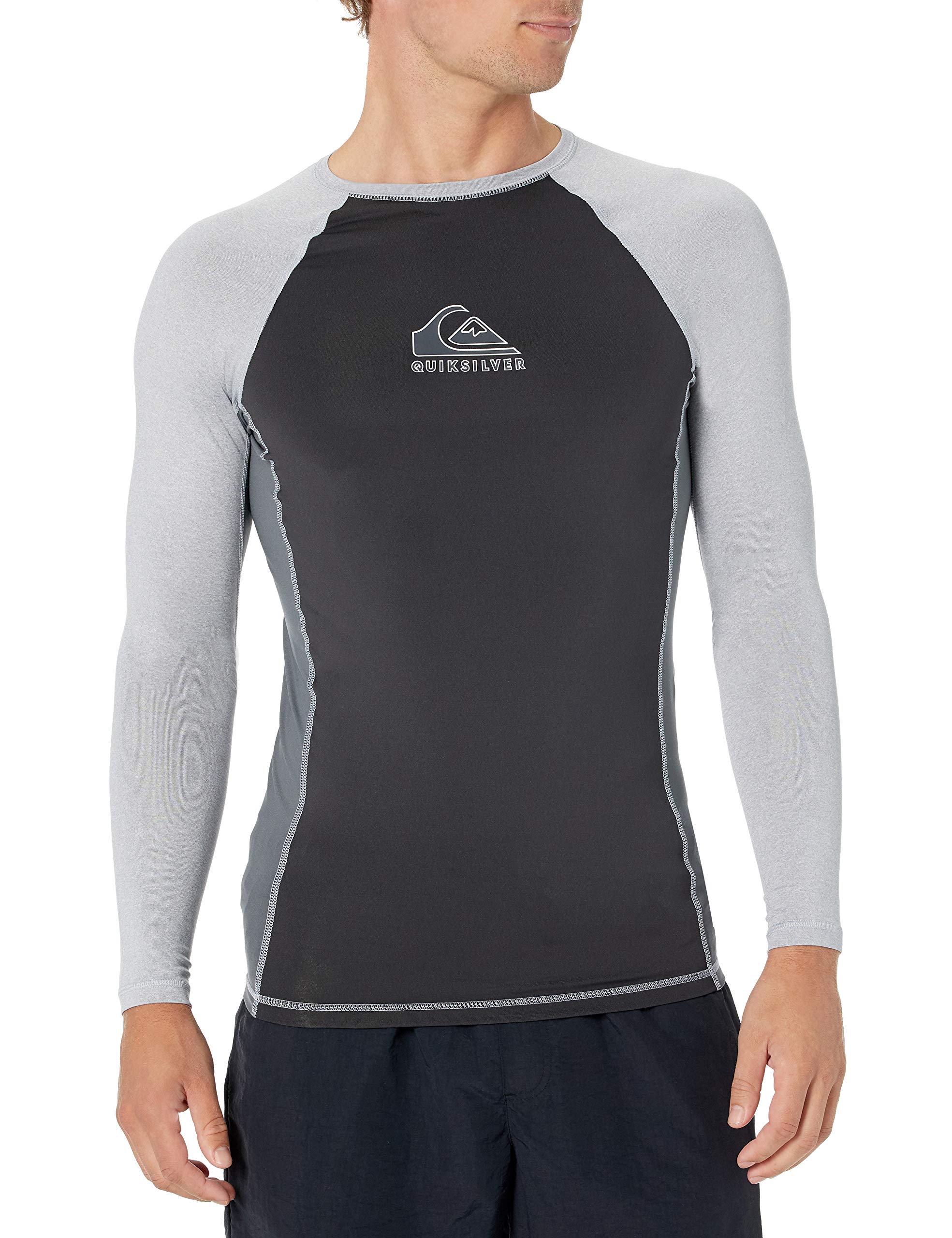 Quiksilver Men's Standard BACKWASH LS Long Sleeve Rashguard SURF Shirt, Sleet Heather, XX-Large