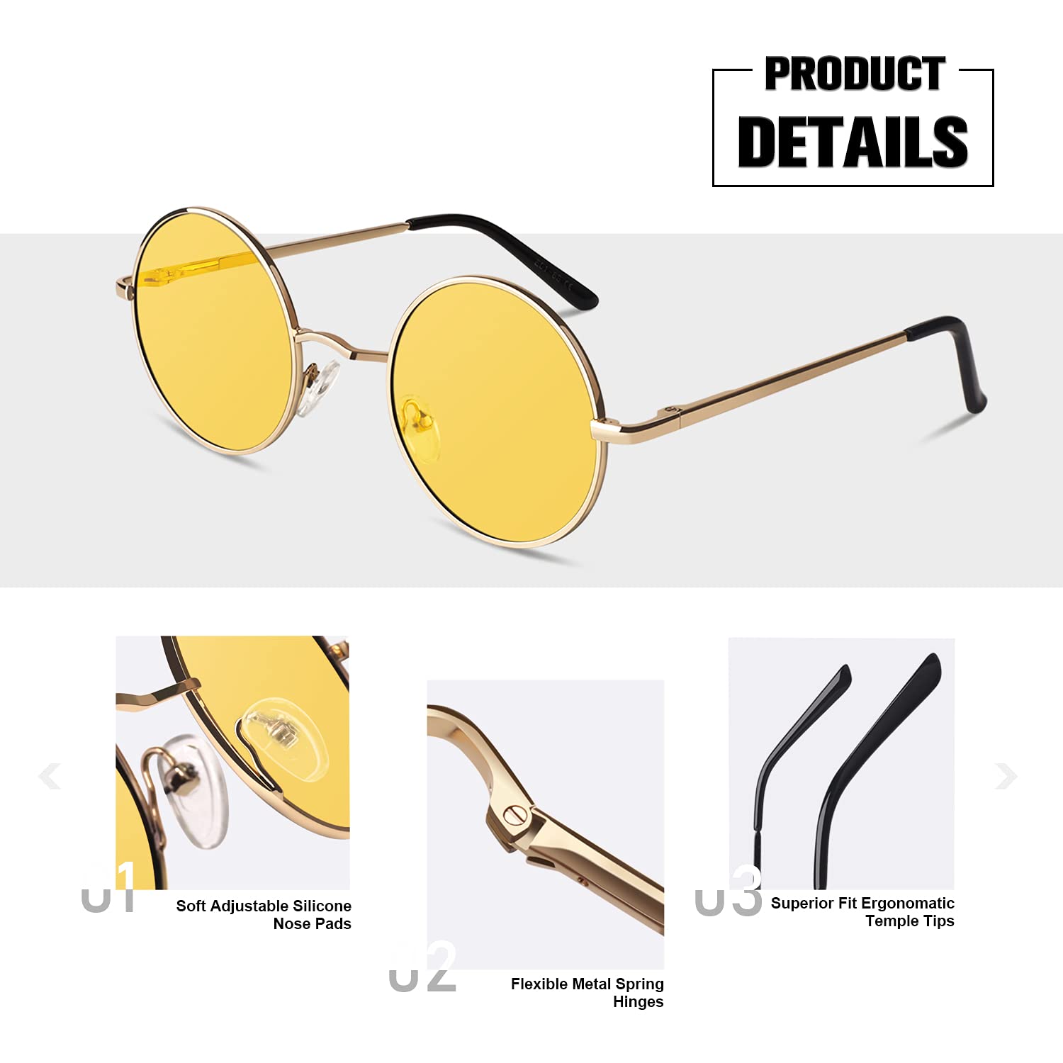 Sunier Round Sunglasses Men Women Shades Polarized Hippie Lennon Retro Circle UV400 Sun Glasses