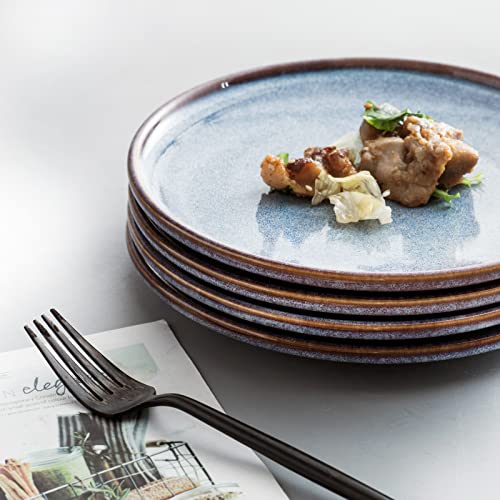 UNICASA Ceramic Large Dinner Plates - 11 Inch Dessert, Salad Plate Set of 4 for Steak, Pasta, Dinnerware Sets, Scratch Resistant - Porcelain Serving Dishes, Dishwasher & Microwave Safe (Blue)