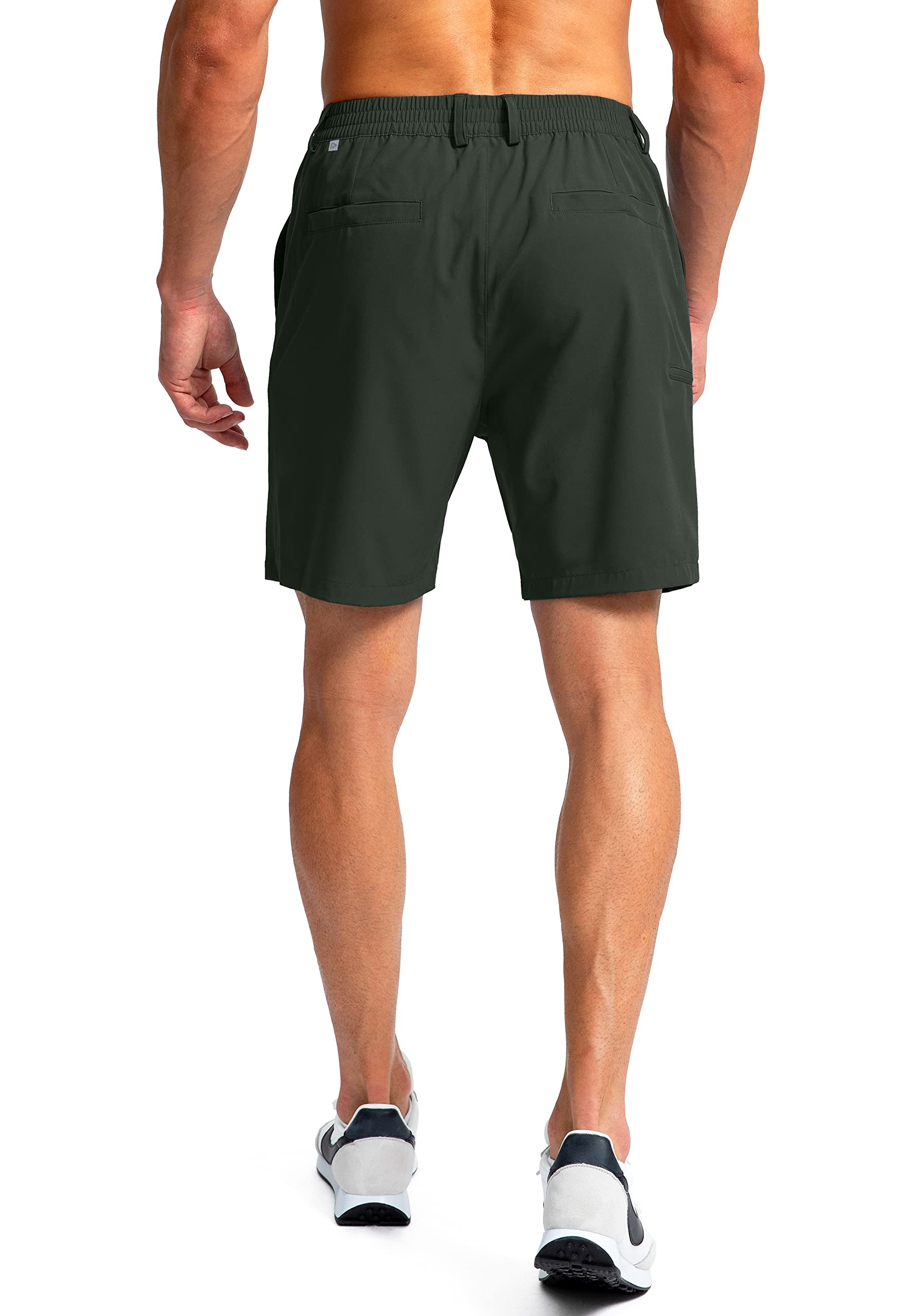 Pinkbomb Men's Golf Shorts with 6 Pockets Stretch Quick Dry Hiking Work Dress Shorts for Men (Army Green, Medium)