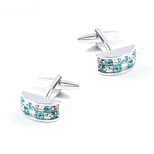 White Square Crystal Zircon Cufflinks Men's Enamel Cuff Studs French Shirt Cuff Buttons (C)