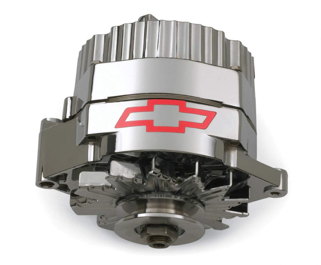 ProForm Alternator, 80 amp, 12V, Internal Regulator, Single V-Belt Pulley, GM Logo, Chrome, GM, Each (141-659)