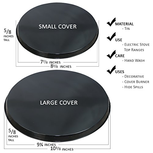 Reston Lloyd Buffalo Check Electric Stove Burner Covers, Set of 4, (2) 10" & (2) 8", Black/White