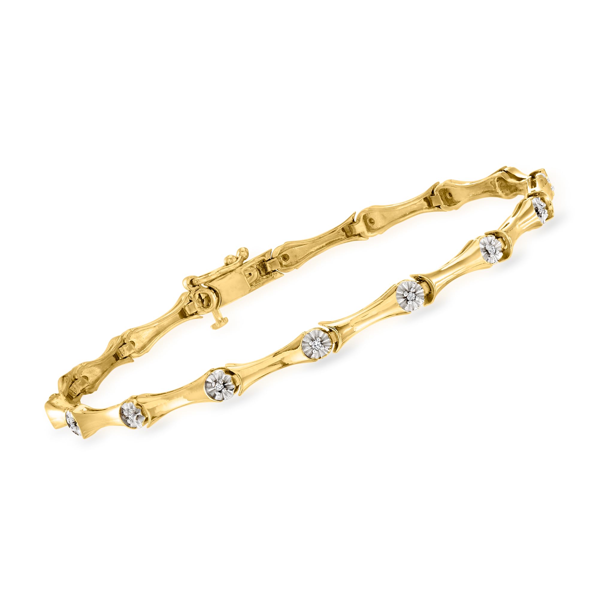 Ross-Simons 0.10 ct. t.w. Diamond Station Bracelet in 18kt Gold Over Sterling. 7.5 inches