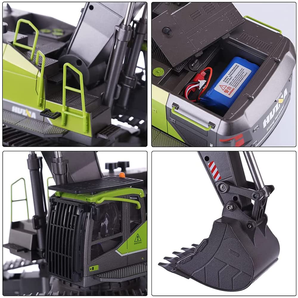 ZRYYWAN 4-in-1 RC Excavator, 2.4G Remote Control Digger, 22-Channel Alloy Grab Truck, Digger Construction Truck Full Function Engineering Vehicle Toy for Kids and Adults