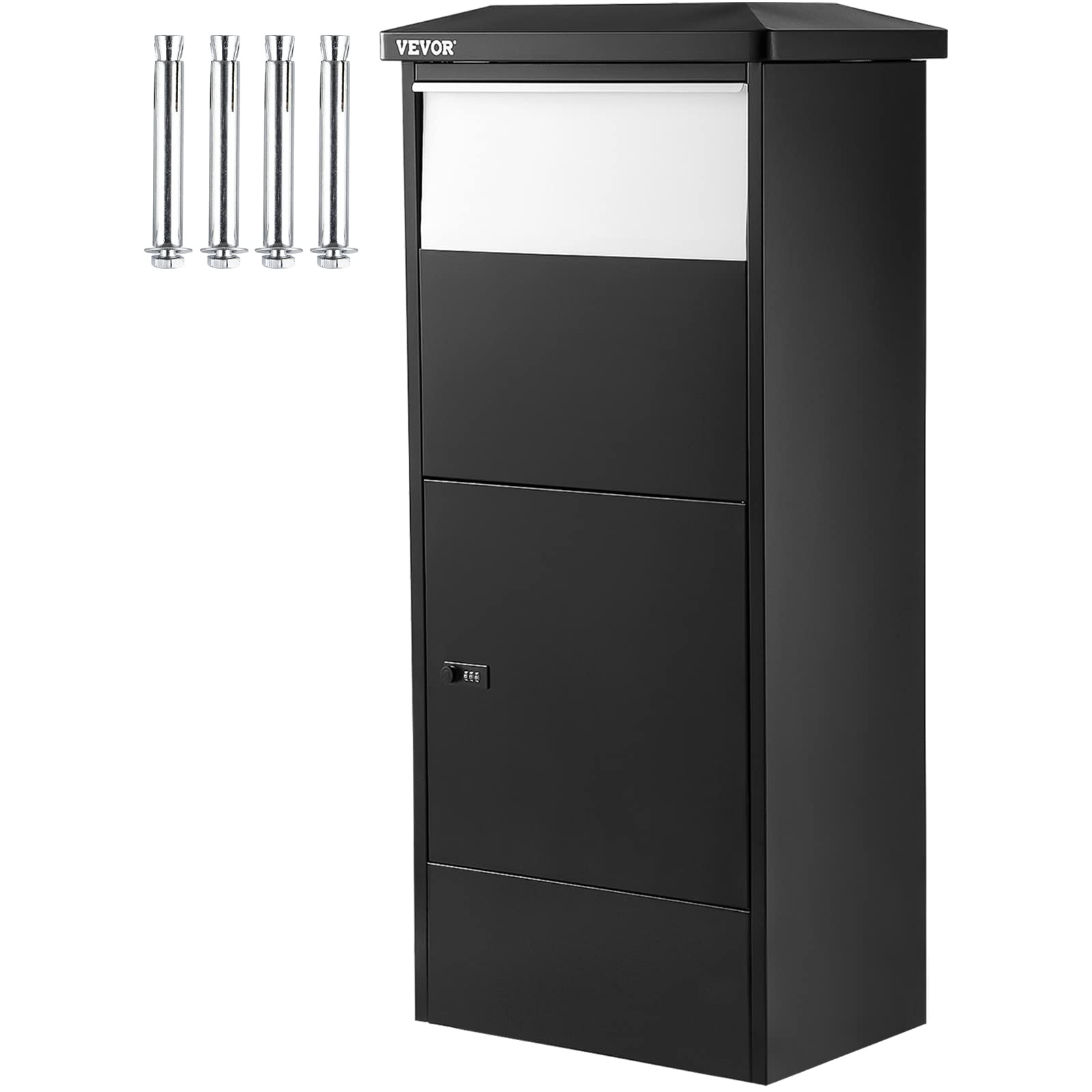 VEVOR Package Delivery Box, 18.9'' x 12'' x 44'', Galvanized Steel Parcel Mail Drop Box w/Code Lock & Mounting Hardware, for Outdoor Porch, Curbside, Large
