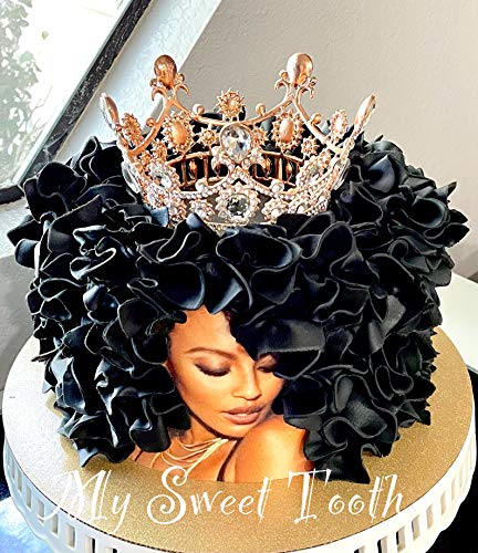 SWEETV Rose Gold Queen Crown for Women, Baroque Crown for Cake Topper, Costume Accessories for Wedding Brithday Party Babyshower Pageant