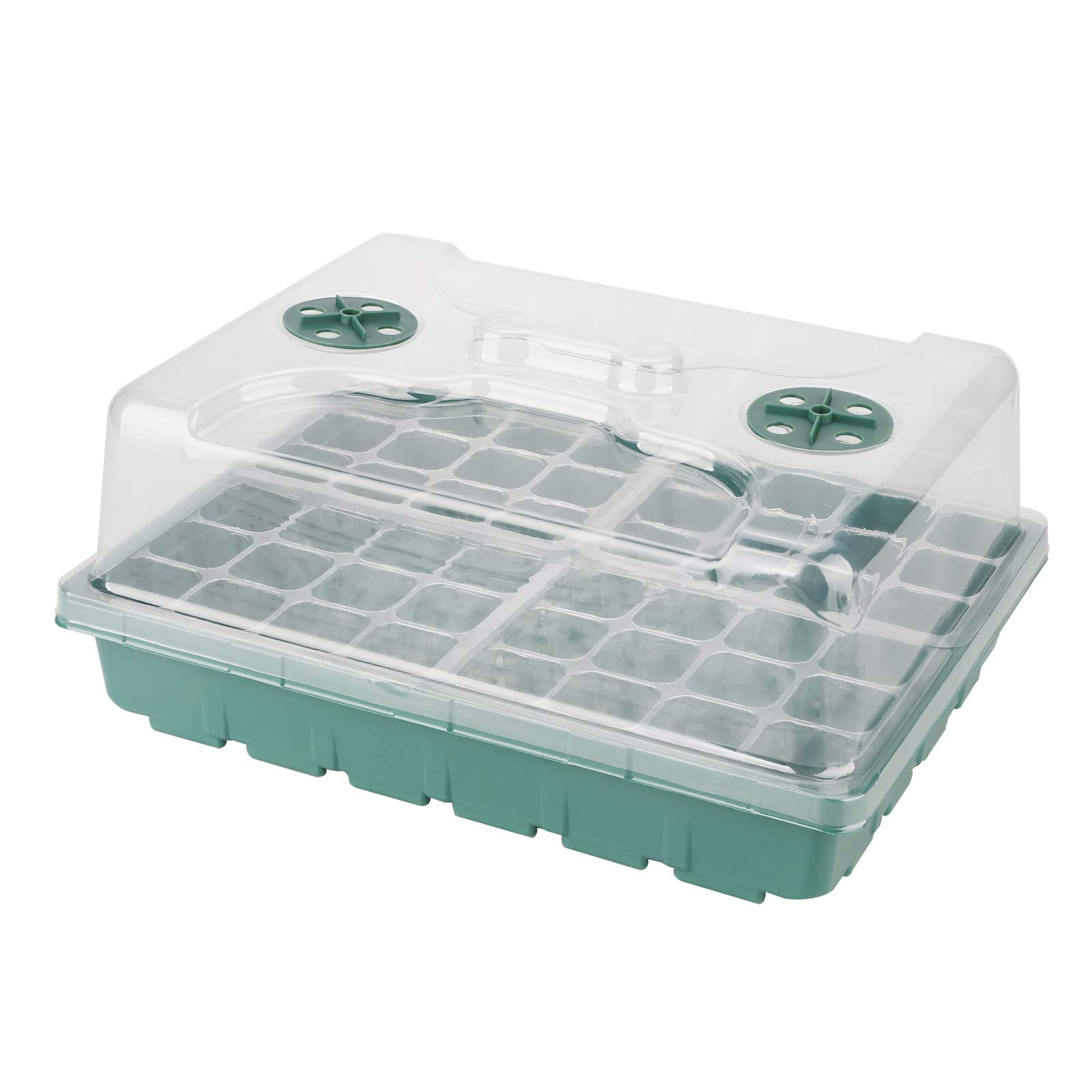 QCUTEP Seed Starting Tray 48 Cells Insert Hot House Seed Starter Trays Kit Garden Large Seedling Tray with Humidity Dome and Base Tray for Seed Starting, Germination and Seedling Propagation