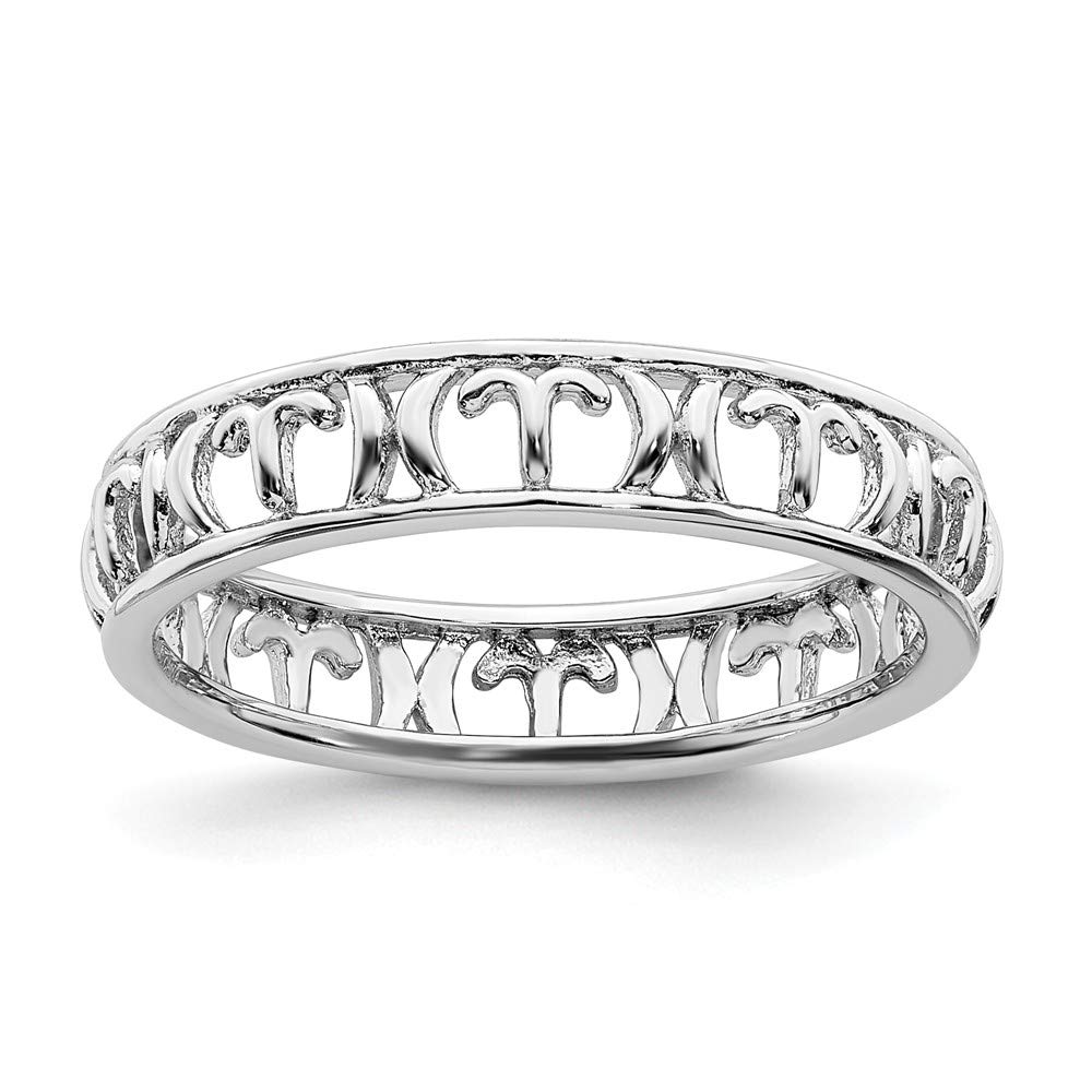 Solid 925 Sterling Silver Stackable Aries Zodiac Ring Eternity Band Size 10