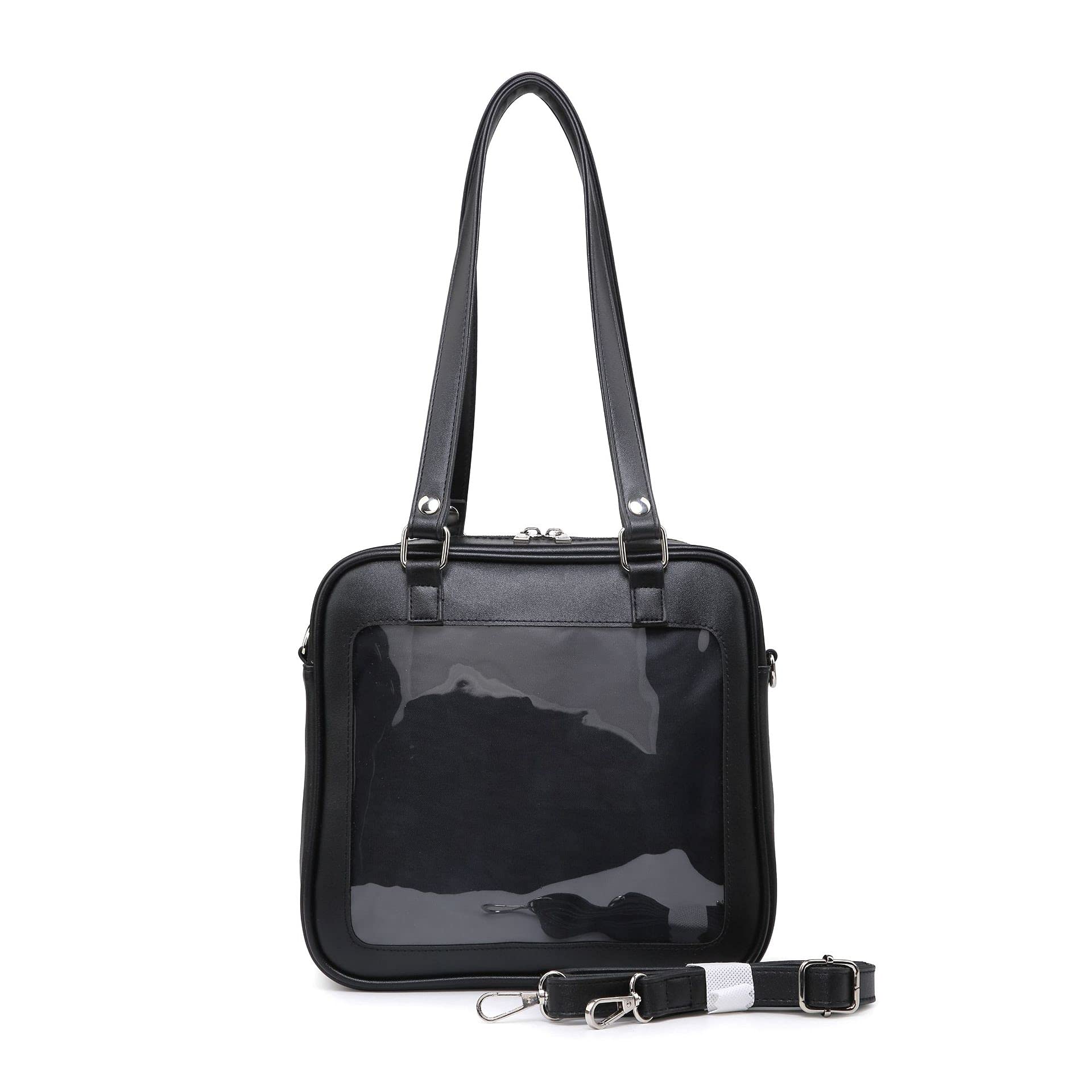 Women Ita Handbag, Tote Purse with Cute Clear Pins Display Window, Ita Shoulder Bag, Pink