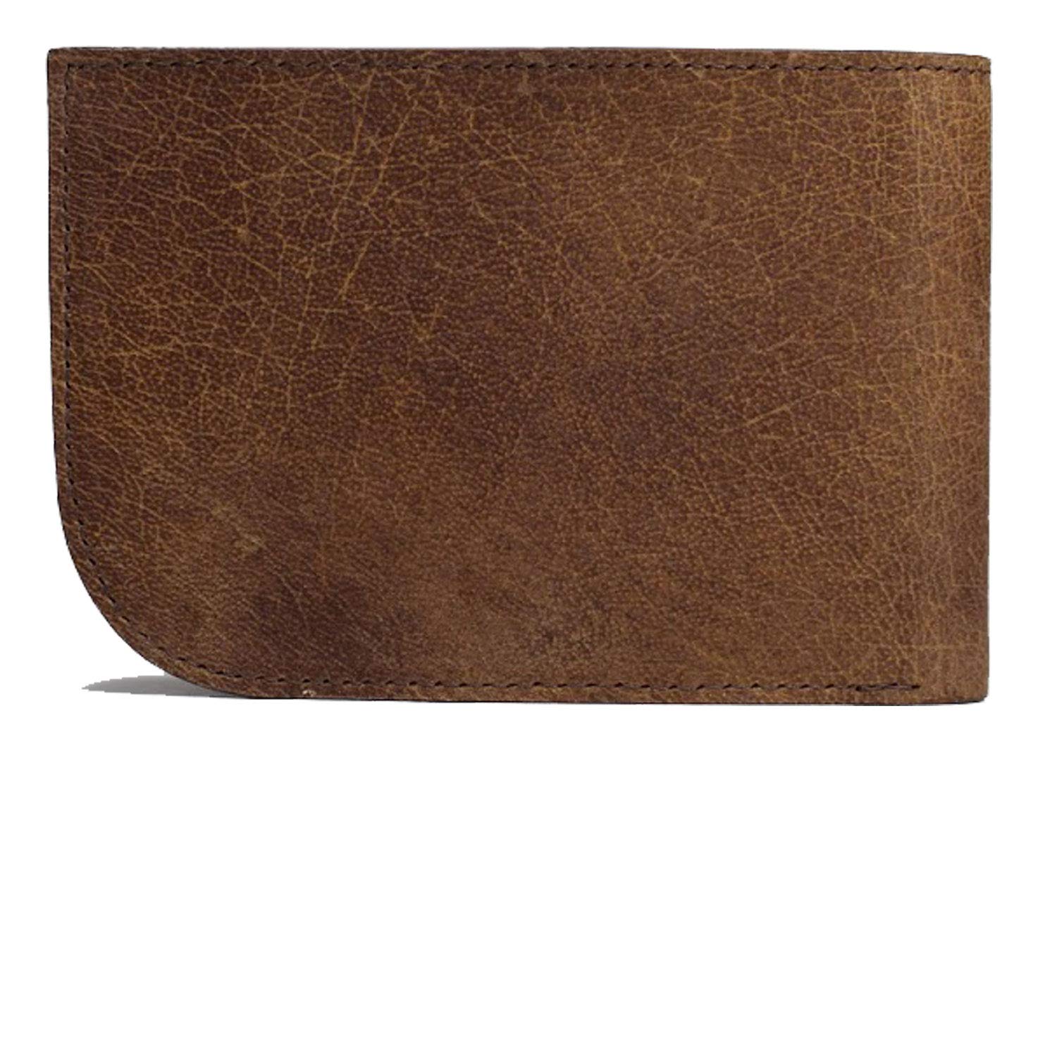 SALTREK Slim Front Pocket Wallet, Rugged Brown | RFID Blocking | Minimalist Leather Billfold