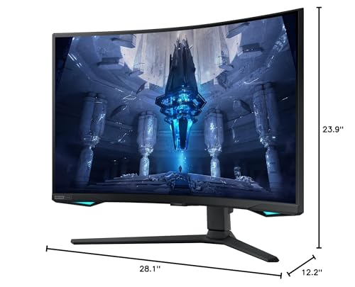 SAMSUNG 32" Odyssey Neo G7 4K UHD 165Hz 1ms G-Sync 1000R Curved Gaming Monitor, Quantum HDR2000, AMD FreeSync Premium Pro, Ultrawide Game View, DisplayPort, HDMI, Height Adjustable Stand, Black, 2022