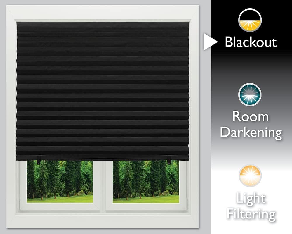 Redi Shade No Tools Original Blackout Pleated Paper Shade Black, 48 in x 72 in, 6 Count (Pack of 1)