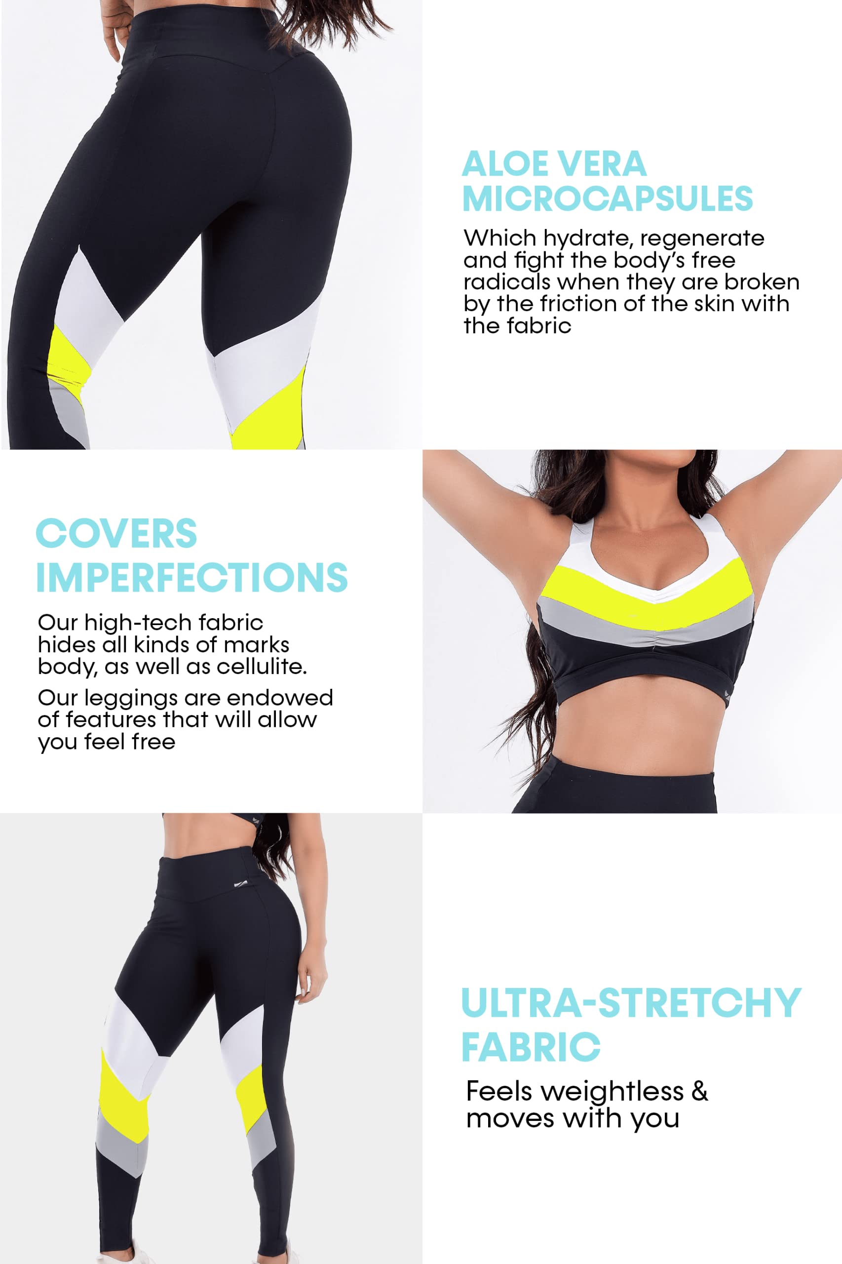 ZNG Brazilian 2 Piece Workout Outfits Premium Quality Fabric With Aloe Vera Microcapsules (Trus Neon, Small)