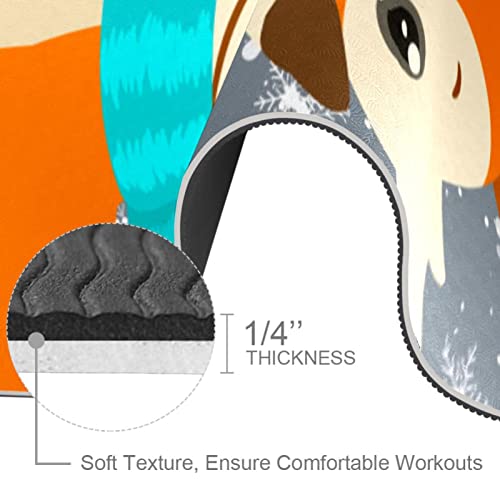 Yoga Mat, Yoga Mats for Home Workout, Workout Mat, Exercise Mats, Pilates Mat, Snowflakes Fox