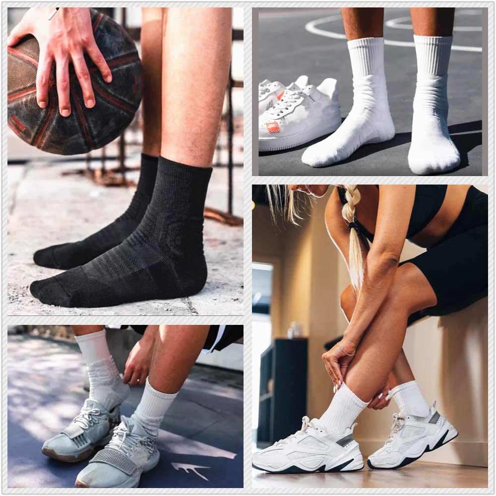 WIFFGO Athletic Cushioned Socks For Men Sports Wicking Running Compression Workout Size 6-14 Outdoor Mens Crew Socks