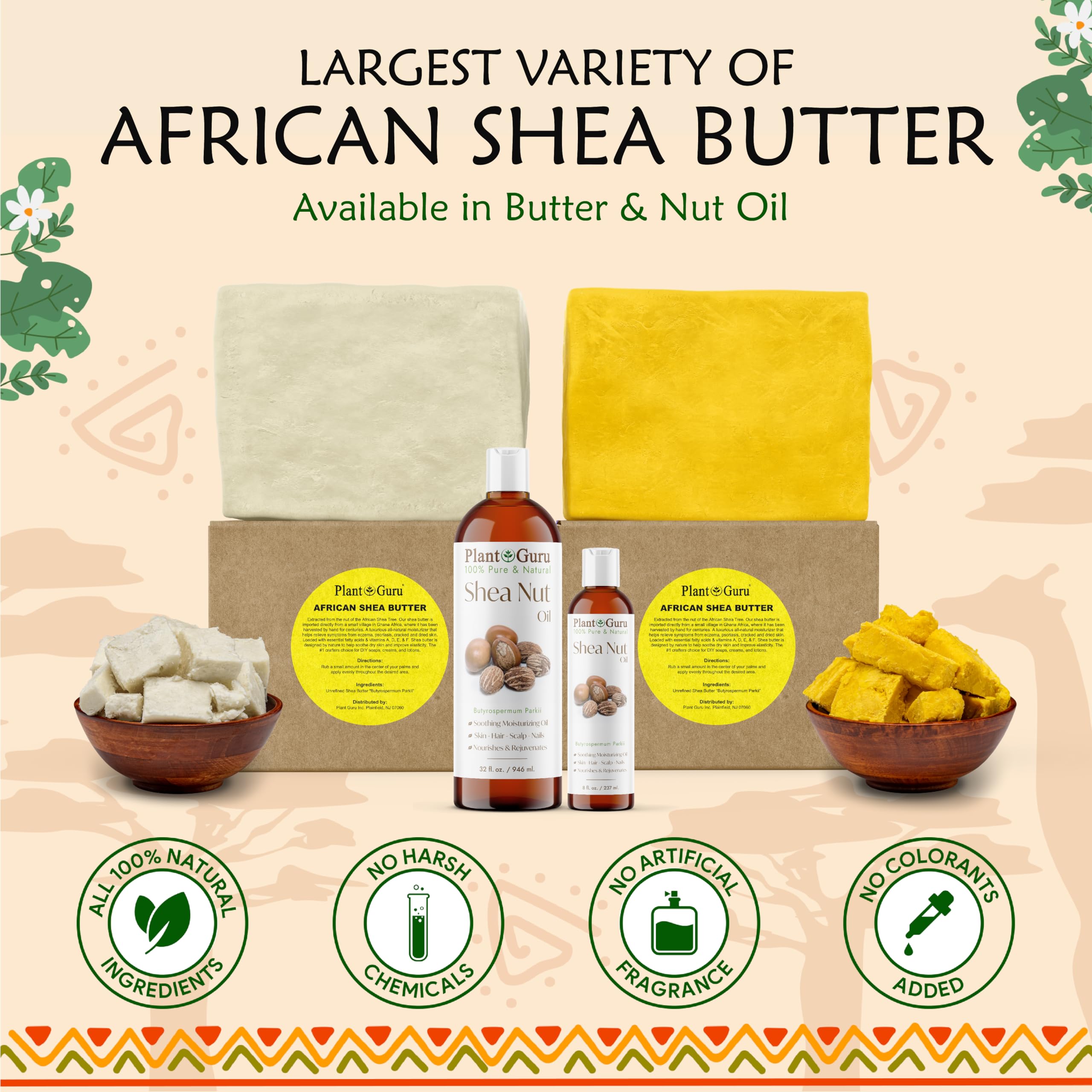 Raw African Shea Butter 32 oz. Bulk 100% Pure Natural Unrefined YELLOW - Ideal Moisturizer For Dry Skin, Body, Face And Hair Growth. Great For DIY Soap and Lip Balm Making.