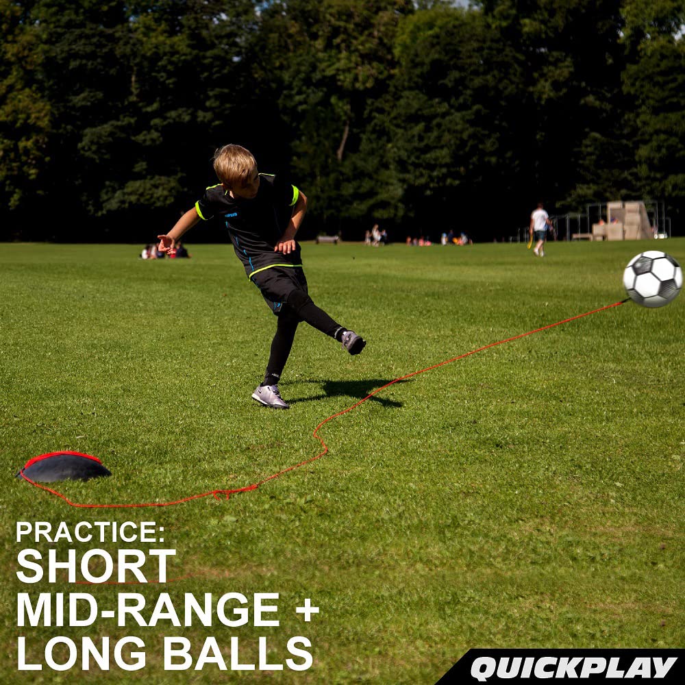 QUICKPLAY Replay Soccer Training Ball | Adjustable Bungee Elastic Training Ball (Size 4 Soccer Ball (Junior))