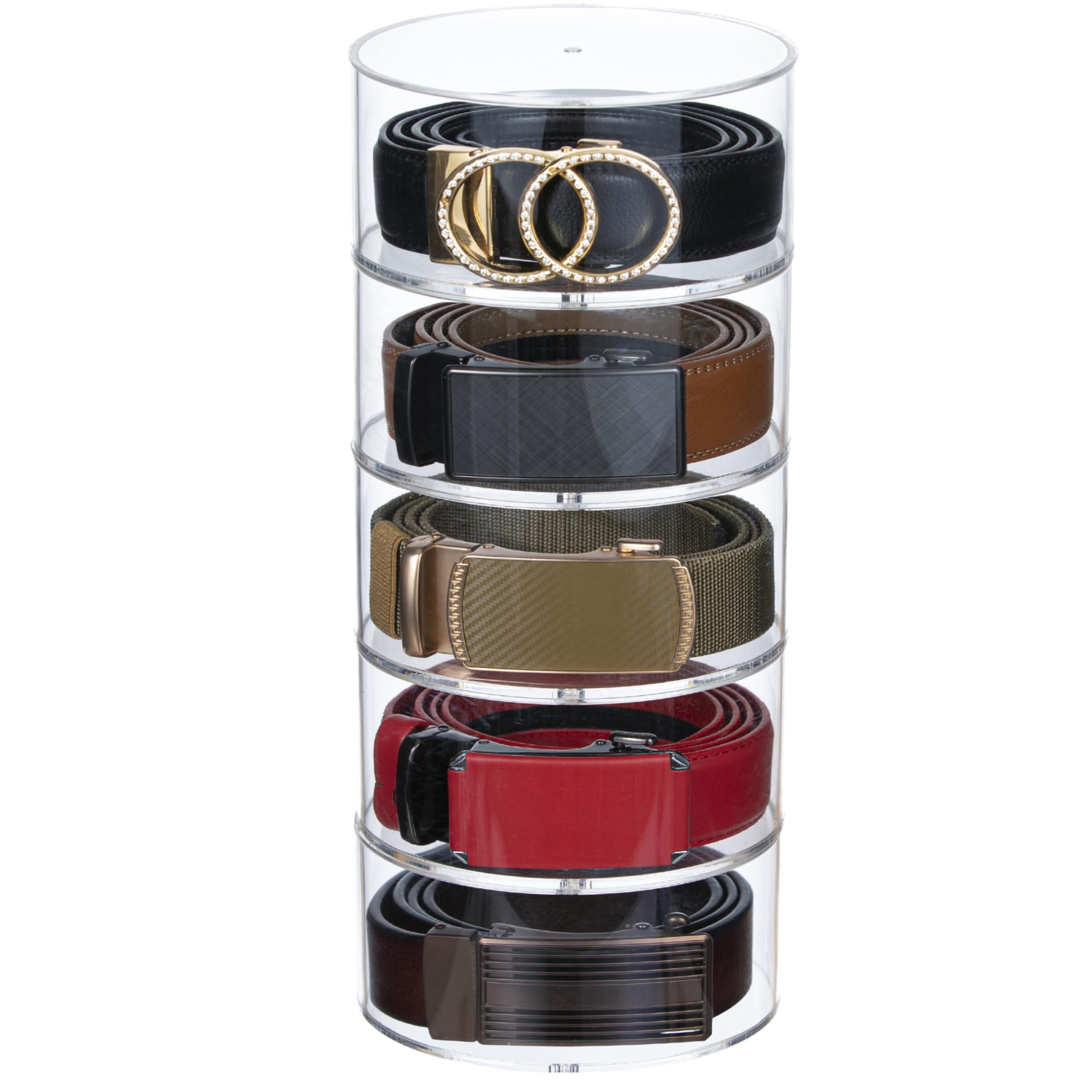PROKTIK Acrylic Belt Organizer, 5 Layer Belt Holder, Belt Storage, Belt Organizer for Closet, Belt Display for Men and Women's Belts, Belt Organizer for Drawer, Display for Belts, Jewelry, Watch