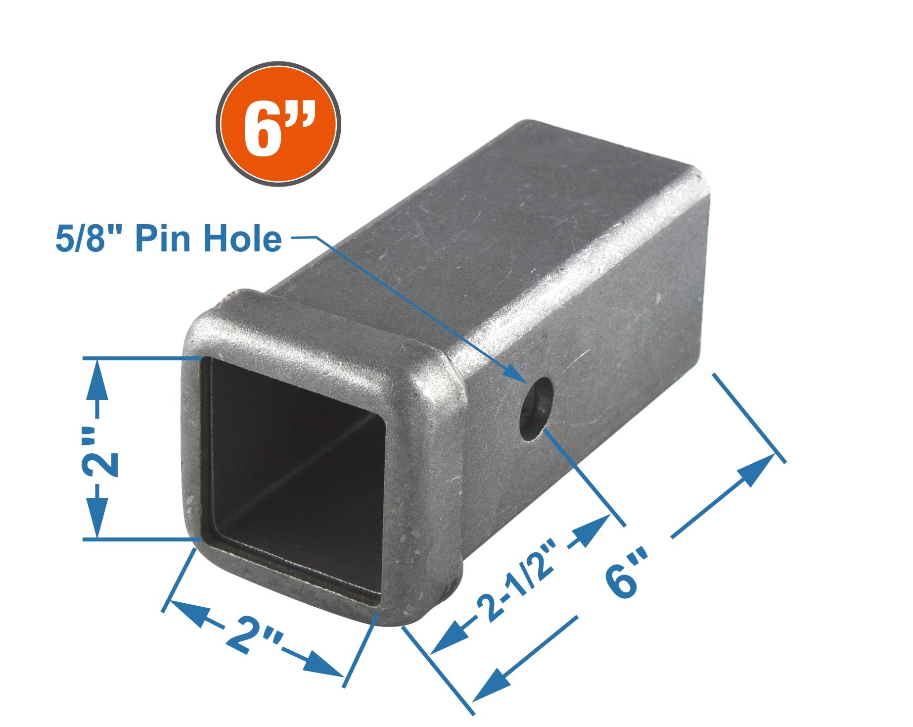 TOPTOW 64453-2 Trailer Hitch Receiver Tube 2-inch X 6-inch Length Storage Box, Weld on Raw Steel, 2 Packsā¦