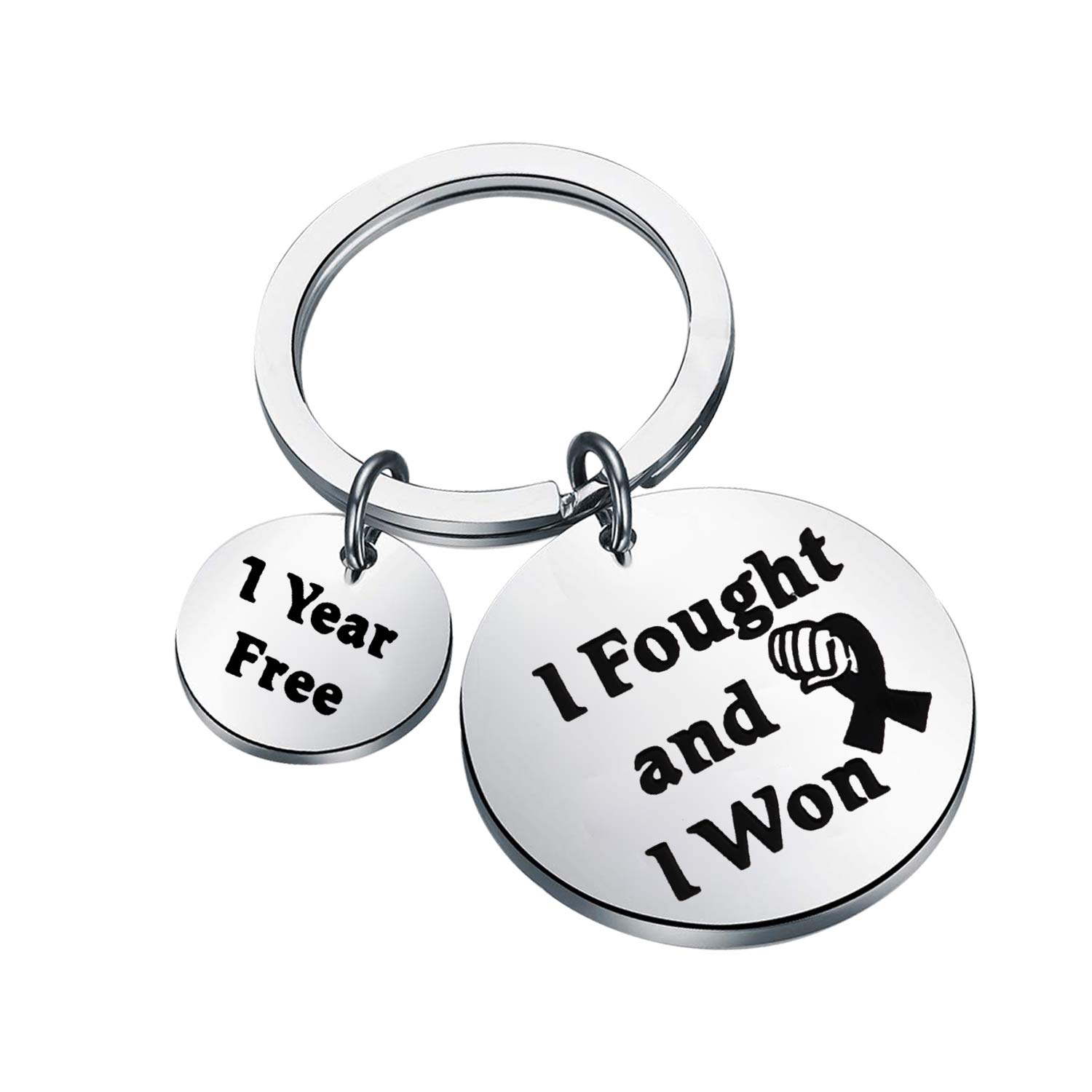 TGBJE Cancer Survivor Gift I Fought and I Won Survive Ribbon Gift Cancer Awareness Gift Fight Gift 1.2.3 Years (1 Year Free)