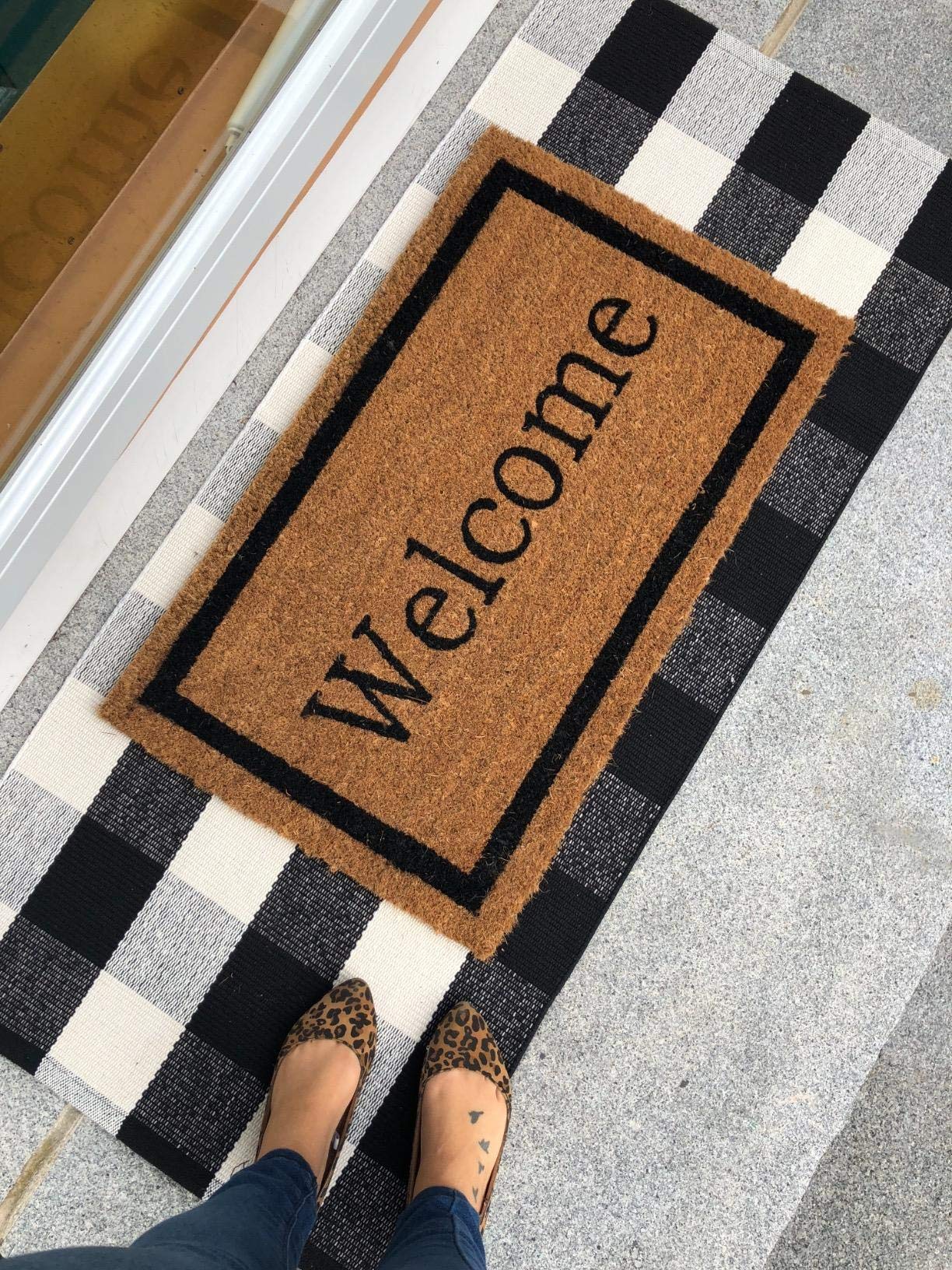 UKELER Buffalo Plaid Rugs- Machine Washable Black and White Checkered Plaid Rug Hand-Woven Buffalo Checkered Kitchen Runner Rugs 51.2''x23.6''