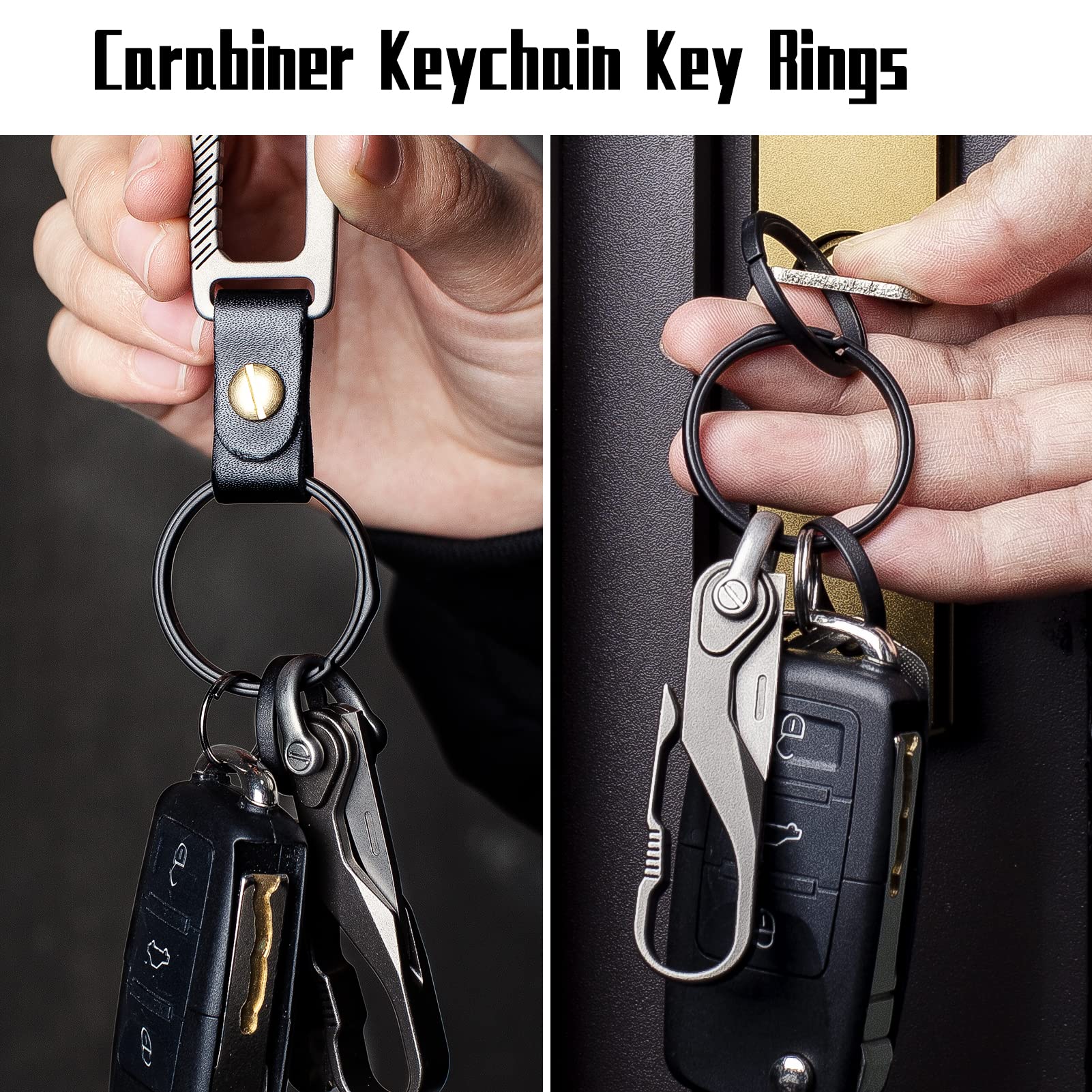 TISUR Mini Titanium Key Rings,Small Carabiner Keychain Clip Quick Release Key Chain Connector Keychain Accessories for Car
