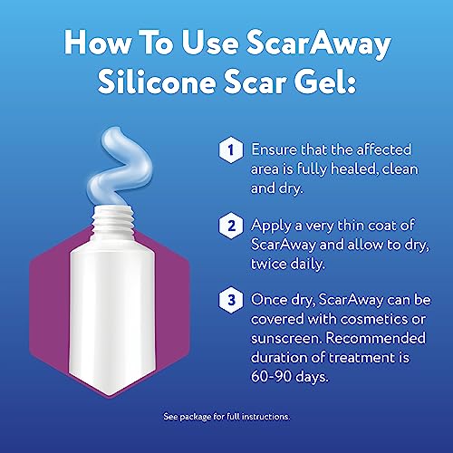 ScarAway Silicone Scar Gel, Helps Improve Size, Color & Texture of Hypertrophic & Keloid Scars from Injury, Burns & Surgery, Water Resistant, 10g (0.35 Oz)