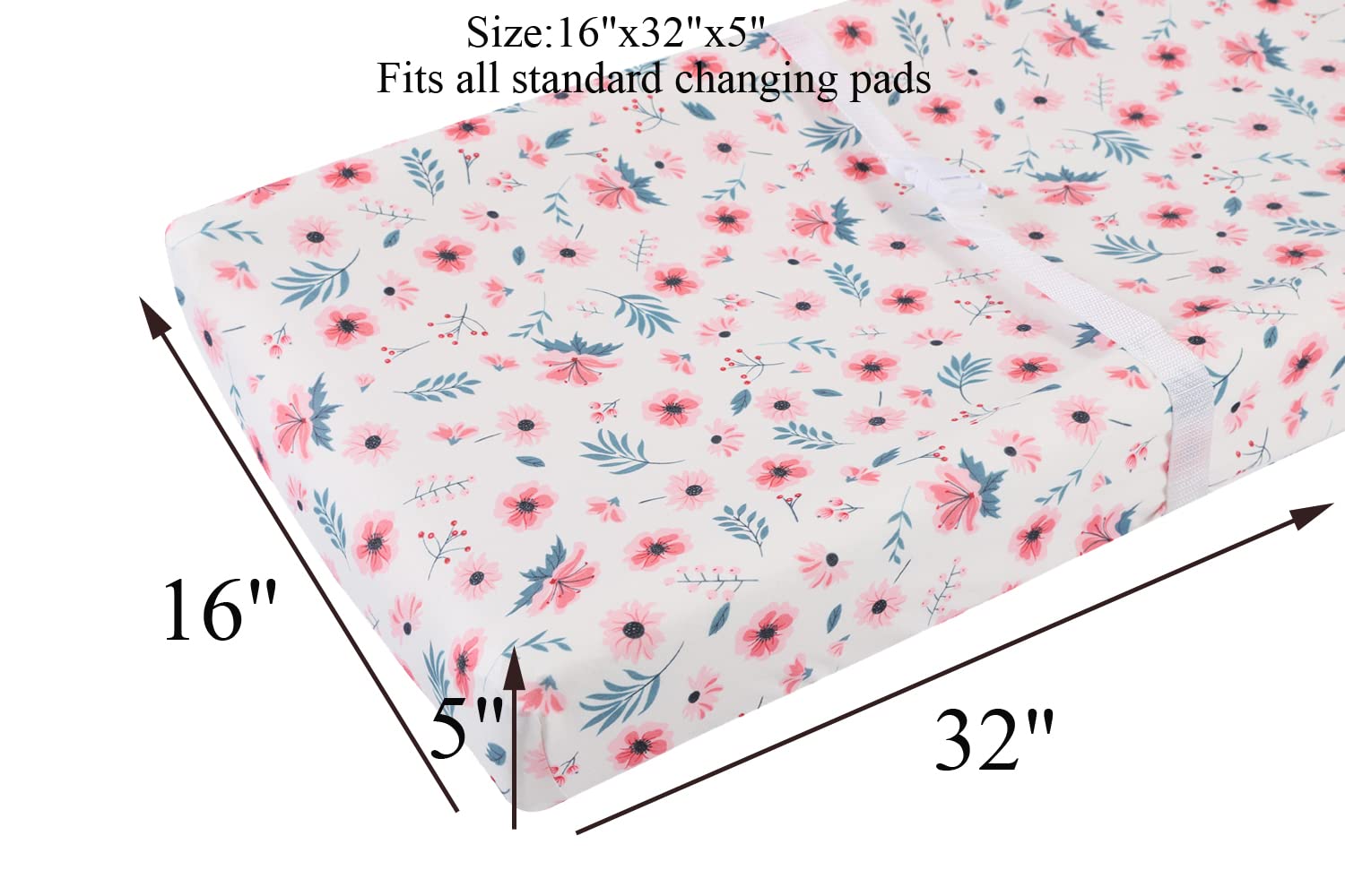 Tontukatu Changing Pad Cover Set 3 Pack Jersey Knit Ultra Soft for Baby Boys Girls Floral/Grey Rabbit/Pink