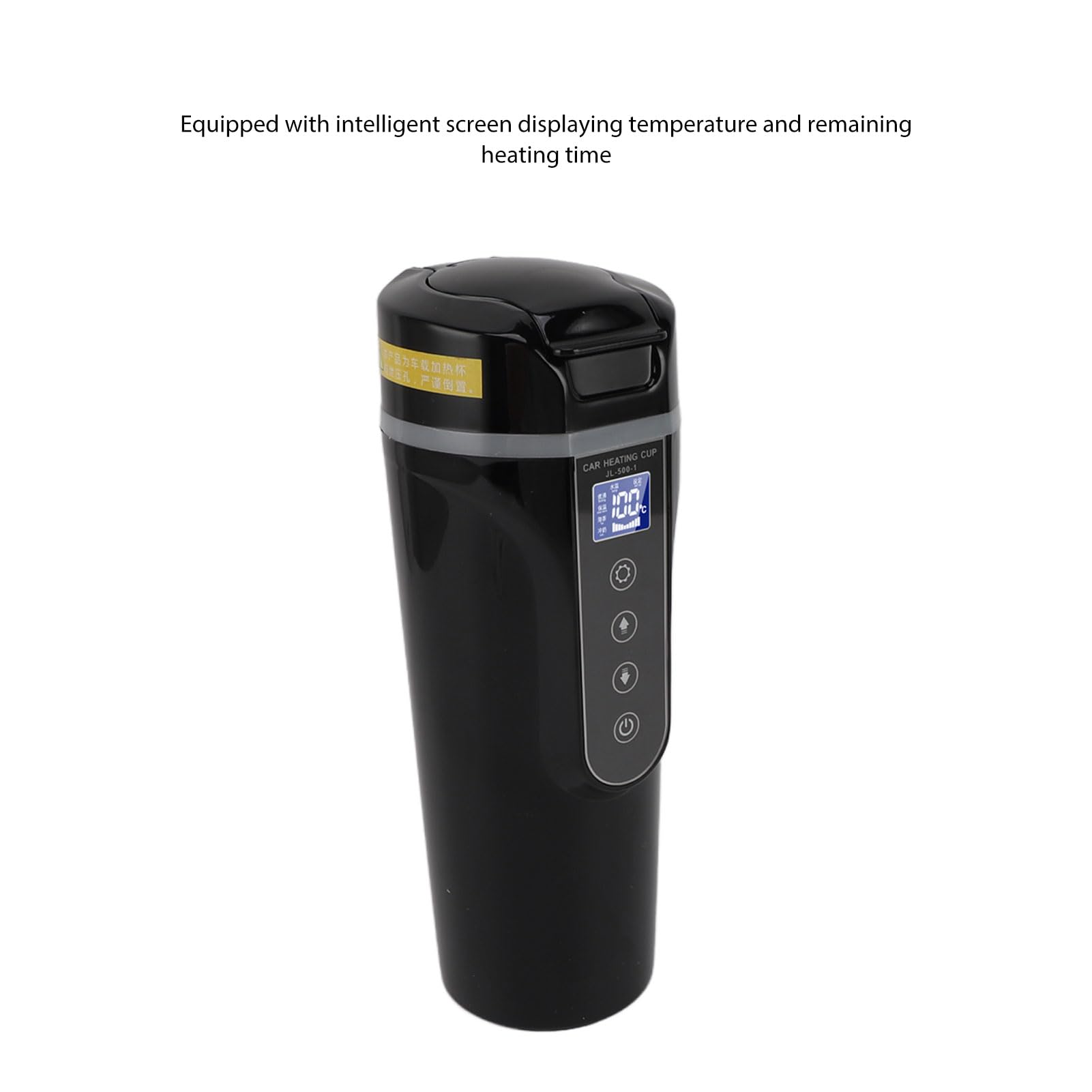 Portable Car Heating Cup,500ml Intelligent Screen Display Car Electric Kettle, Car Electric Hot Water Mug Portable Car Heating Cup 12V 24V (Black)
