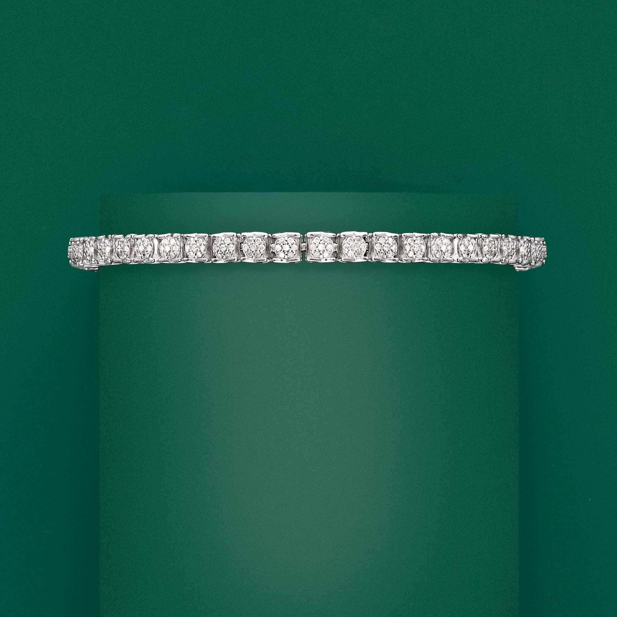 Ross-Simons 1.15 ct. t.w. Diamond Cluster Tennis Bracelet in Sterling Silver. 8 inches