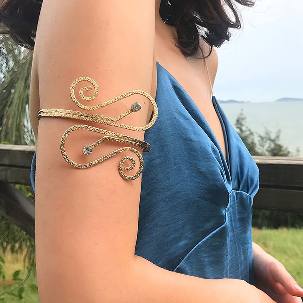 ZOERAY 8 Pcs Arm Cuff Upper Arm Band Arm Bracelet for Women Open Upper Arm Bangle Bracelet Minimalist Gold Adjustable Armlet Armband Set