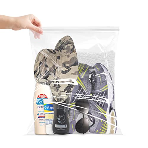 Xsourcer Zipper Storage Bags, Pack of 20, 3.5 Gallon Reclosable Plastic Storage Bags, Great Storage for Food, Clothing, Shoes, Office Supplies & Travel Essentials, 2 Mil Thick, Size 16" x 18"