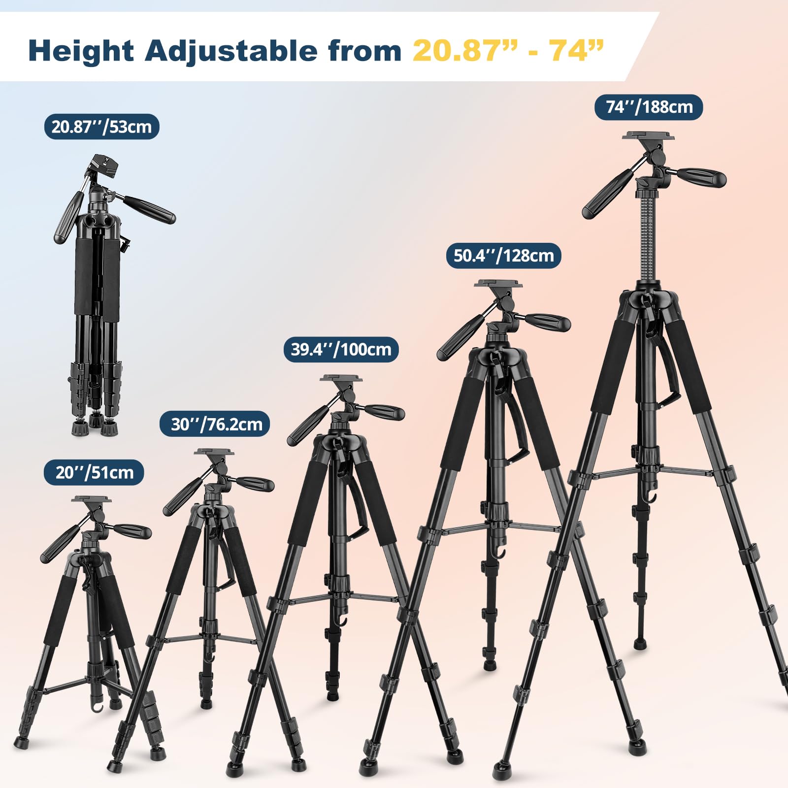 Torjim 67" Camera Tripod Stand, (13 lbs/6kg Loads) Aluminum Travel Tripod with Carry Bag for Canon, DSRL, SRL, Phone Tripod Mount with Wireless Remote Control for Live Streaming, Work, Vlogging