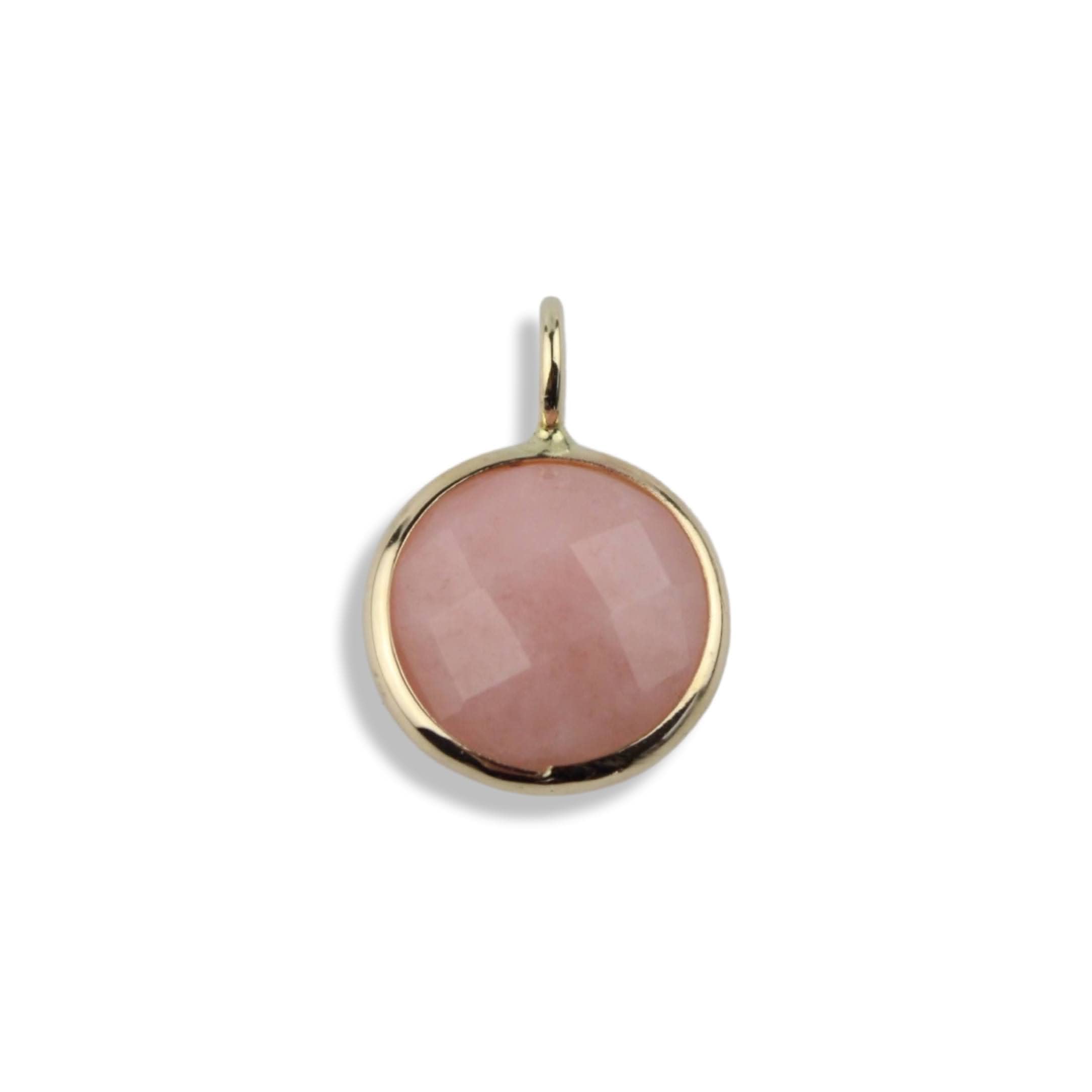 Pink Opal Checkerboard Charm 8mm Round Handmade In 14k Yellow Gold 1.60 Carats