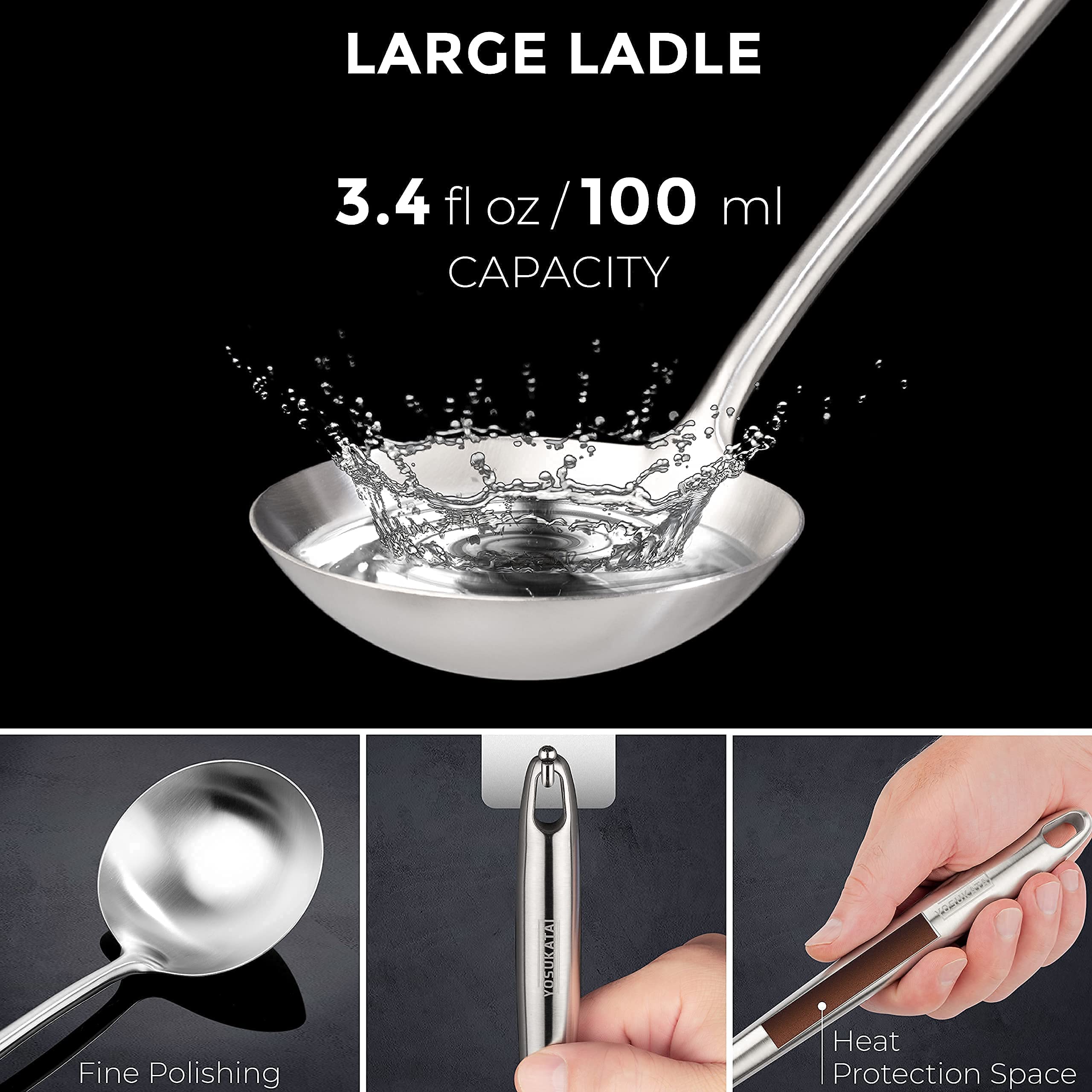 YOSUKATA Carbon Steel Wok Pan 14 17ββ Wok Spatula and Ladle - Set of 2 Heat-Resistant Wok Tools