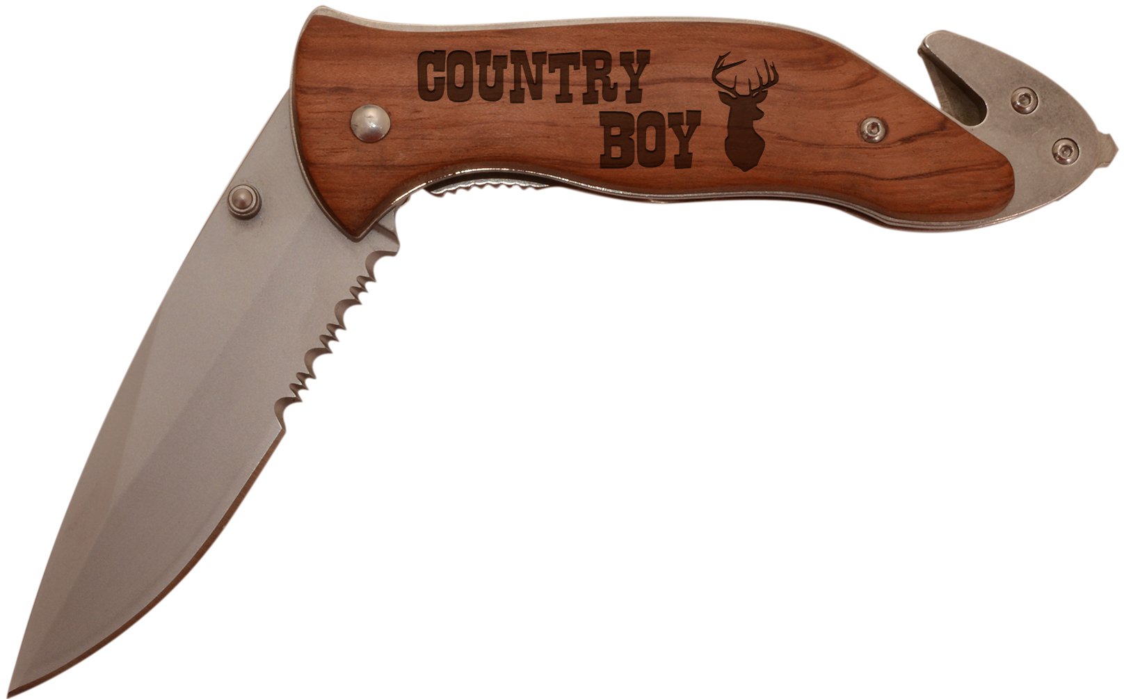 Personalized Gifts Country Boy Deer Head Hunting Gift Redneck Laser Engraved Stainless Steel Folding Survival Knife