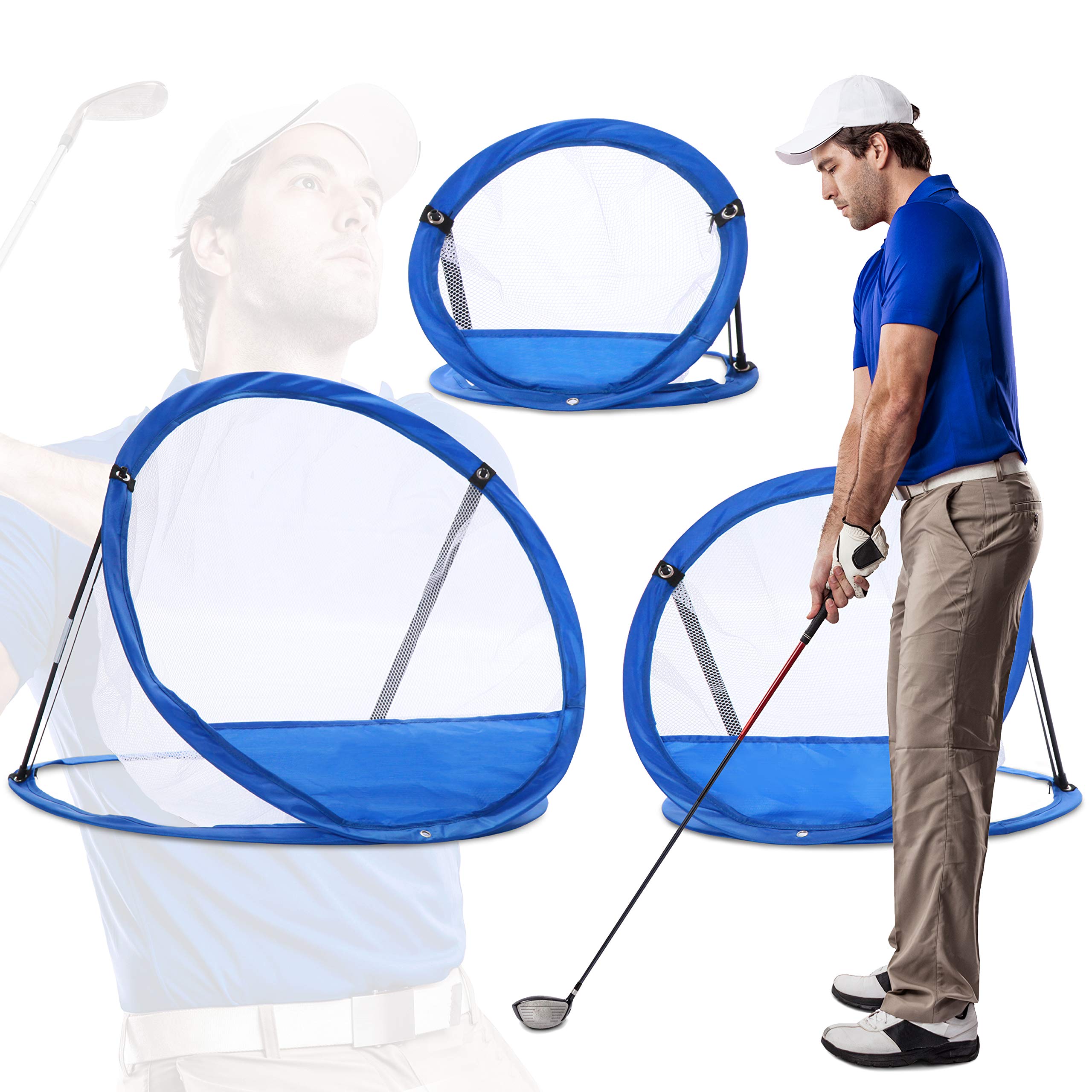Tri Great USA CORP Golf Net Practice Equipment, Training Gear & Aids | Home, Office Sport Games, Gifts for Husband/Boyfriend (3-Pc. Combo Set)