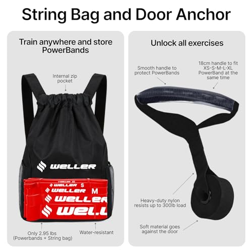 Weller Powerband Starter Kit Basic. Free Workout iPhone App, Loop Bands to Build Muscle, Home Gym, Fitness, Workout, Exercise, Heavy Duty, Powerlifting, Pull-up, Mobility, Stretching, Warm up
