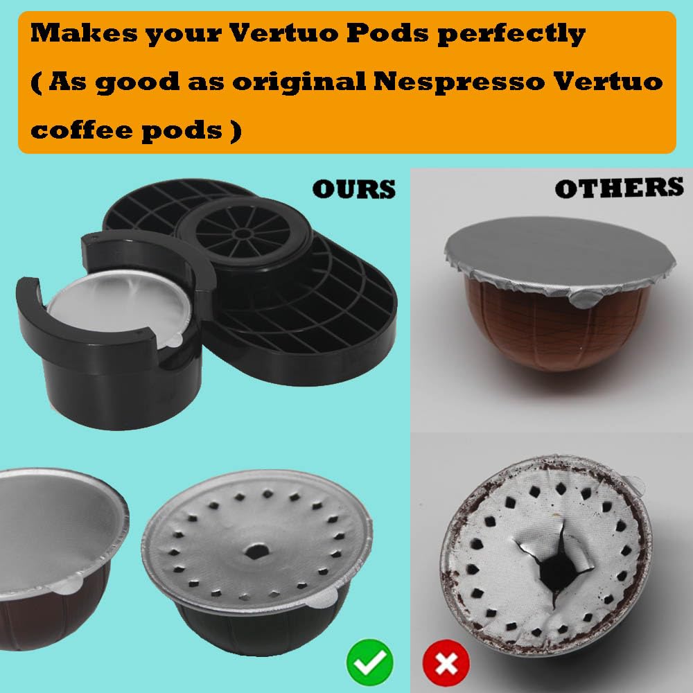 Reusable Vertuo Pods Tool Kit + 100 PCS Aluminum Foil Stickers for Nespresso Vertuo Capsules, Perfect Solution to Reuse Vertuo Refillable Pods (Tool Kit + 100 PCS of Foil Lid Stickers)