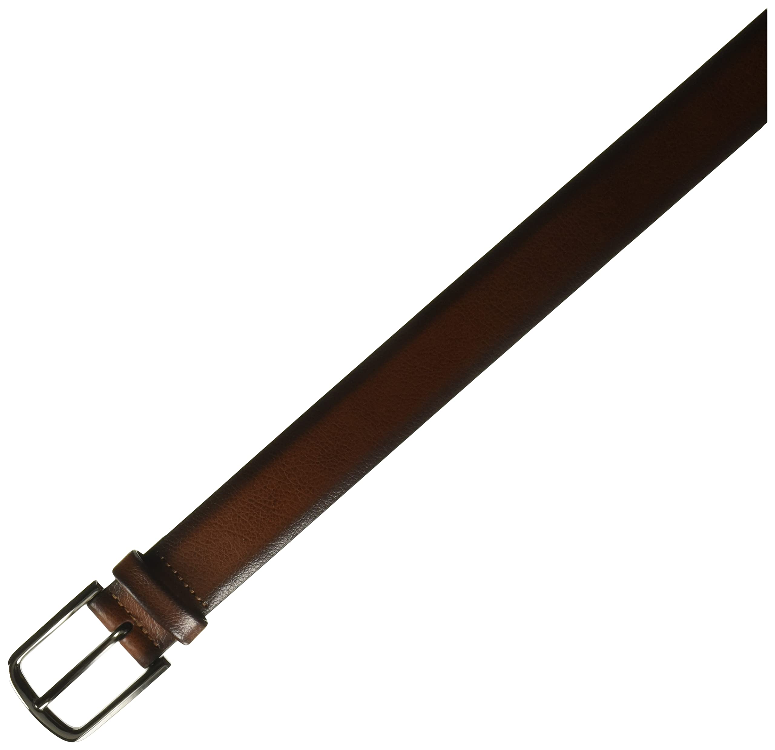 Perry Ellis Portfolio Park Ave Men's Dress Belt, with Burnished Edges and Silver Prong Buckle, Textured Leather Belt , Park Avenue Brown, 36