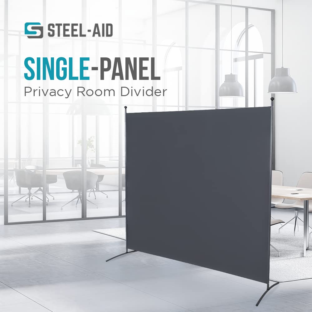 Steel-AID Single-Panel Privacy Room Divider – Folding Partition Privacy Screen for Office, Classroom, Dorm Room, Kids Room, Studio, Conference - 71" x 72" - Easy to Assemble, Freestanding & Foldable