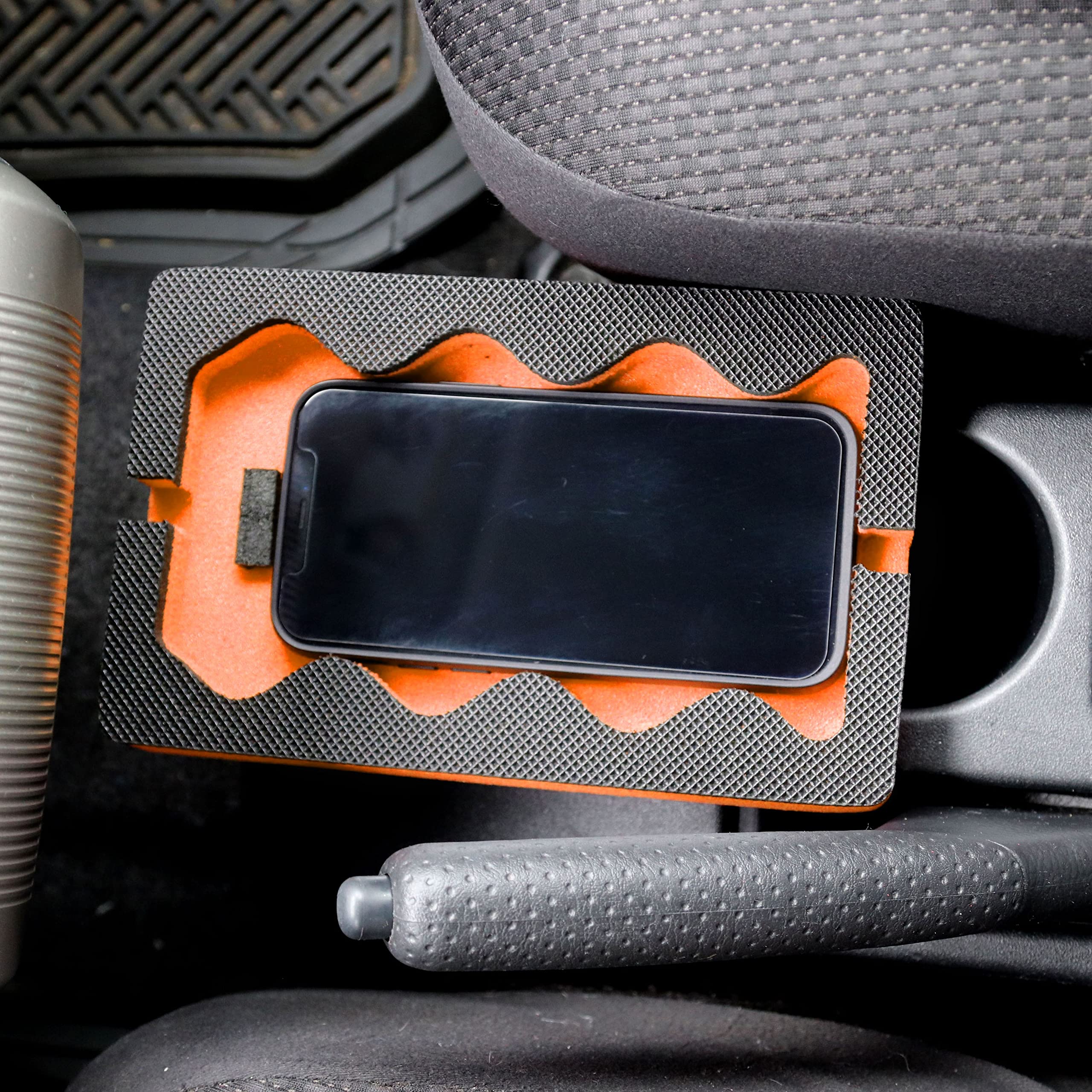 Polar Whale Car Phone Holder and Storage Tray Cup Insert Modern Style Universal Expander Extender Holds Small Items Organizer Orange and Black High Density Foam