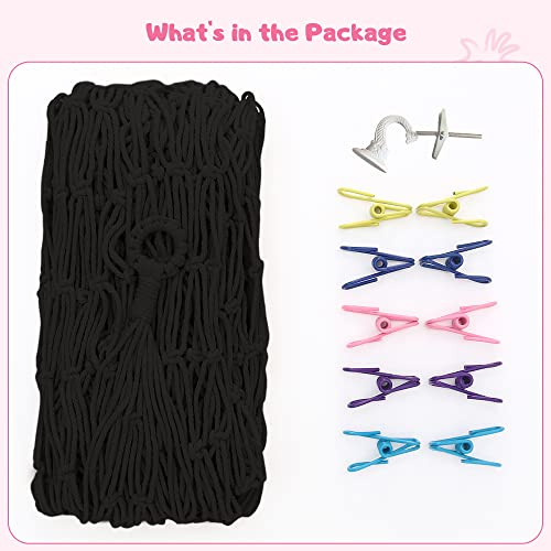 Stuffed Animal Storage Net Hammock, LAT Hanging Toy Net Stuff Animal Storage Organizer Hanger for Kids Room Bedroom Playroom (Black)