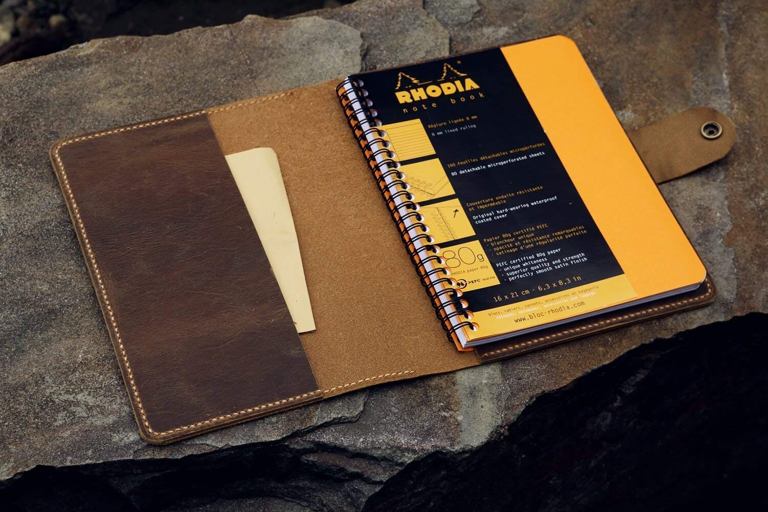 Personalized vintage rhodia leather cover distressed leather cover for rhodia wirebound meeting notebook A5+ NRA5P05S