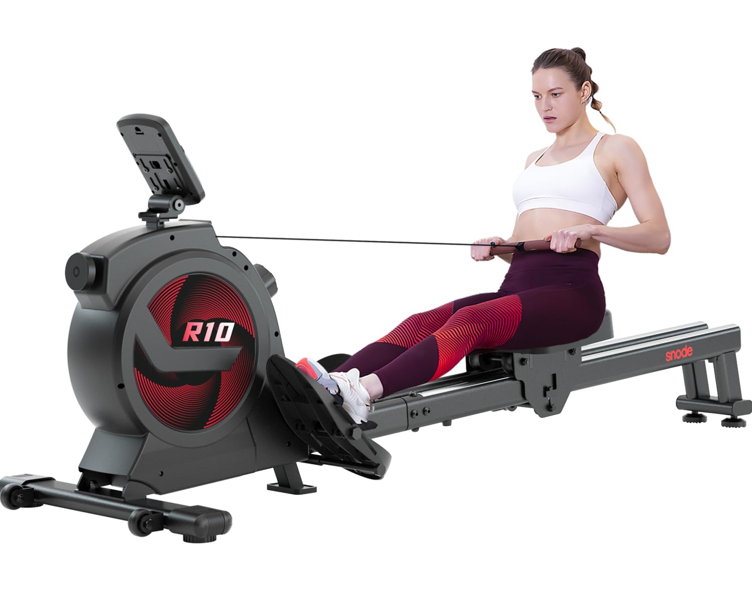 SNODE Rowing Machine for Home Use with 16 Level Resistance, Sturdy Rower Machine with LCD Monitor, Ergonomic Seat, Dual Rail, 350lb Weight Capacity