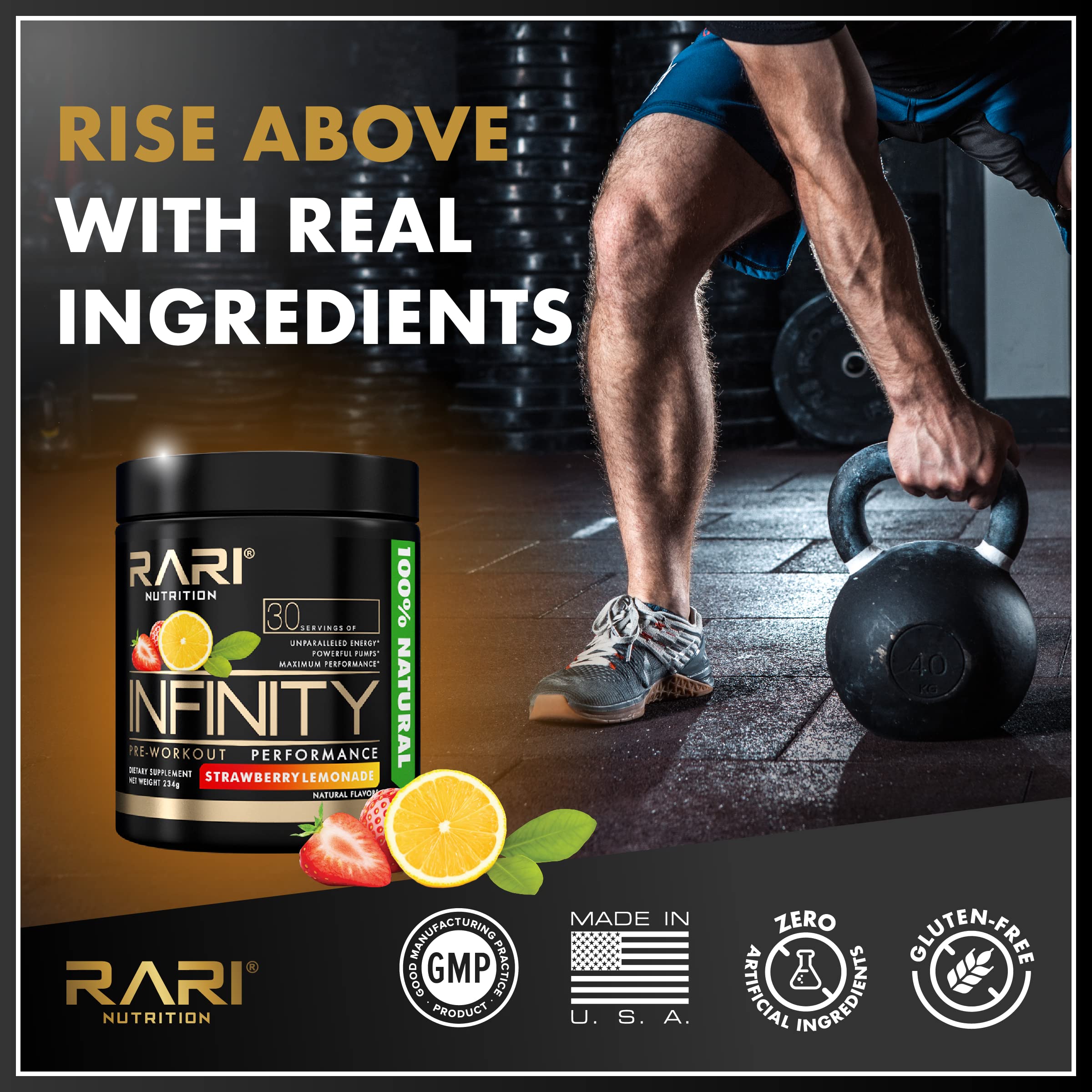 RARI Nutrition Infinity Pre Workout Performance - Pre workout for Women and Men, High-Performance Energy Powder - 30 Servings - Sour Gummy Worm