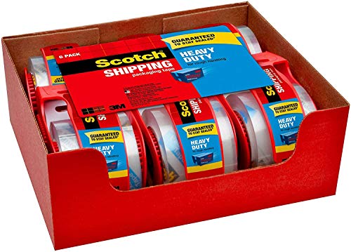 Scotch Tape Heavy Duty Shipping Packaging Tape, 1.88 Inches x 800 Inches, 1.5" Core, Clear, Great for Packing, Shipping & Moving, Rolls with Dispenser (142-6) (2 Pack), 12 Rolls (548415484564864)