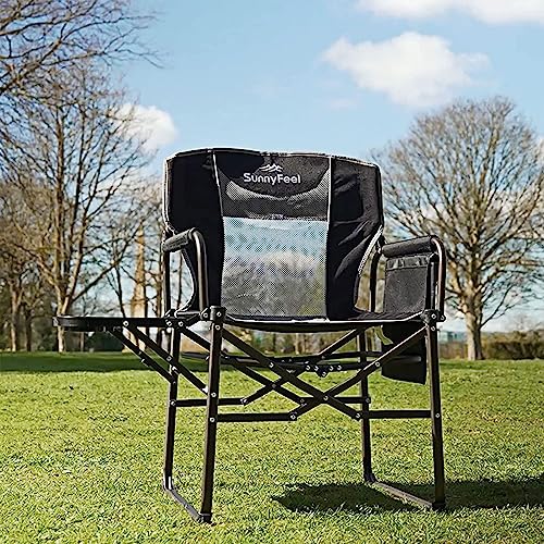 SUNNYFEEL Camping Directors Chair, Heavy Duty,Oversized Portable Folding Chair with Side Table, Pocket for Beach, Fishing,Trip,Picnic,Lawn,Concert Outdoor Foldable Camp Chairs