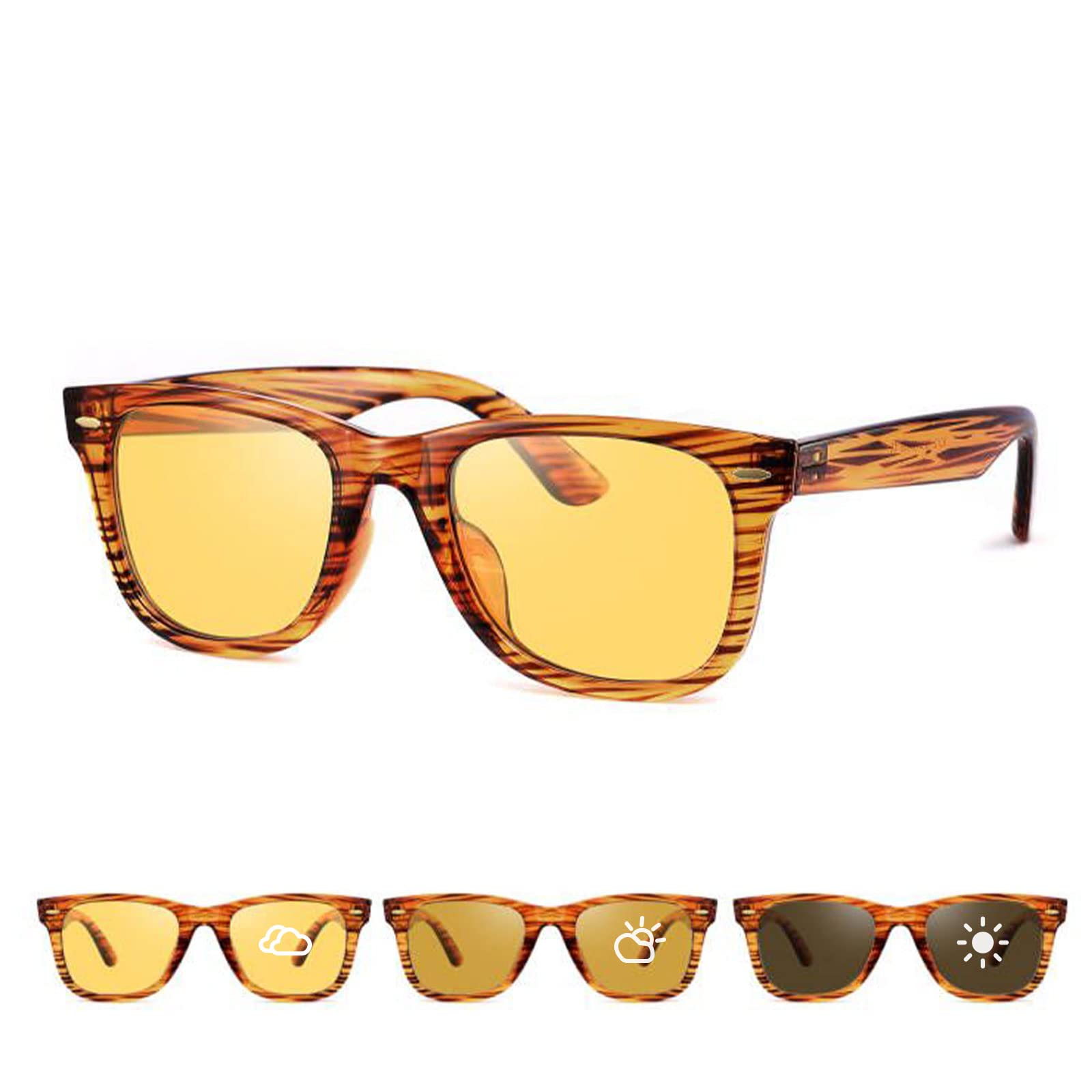 TJUTR Photochromic Sunglasses for Men Women, Polycarbonate Lens & AR Coating, UV400 Transition Blue Light Blocking Glasses